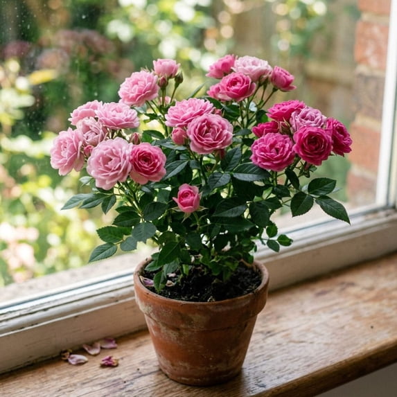 Pink Mini Rose Live Plant, 4 to 6 Inch Indoor Outdoor, Compact Blooming ...