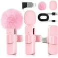 Pink Mini Wireless Microphone for iPhone & Android, Lavalier Microphone ...