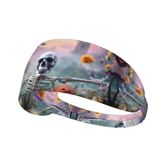 Pink Mist Sunflower Skull Sweat Band Sports Headbands for Men & Women ...