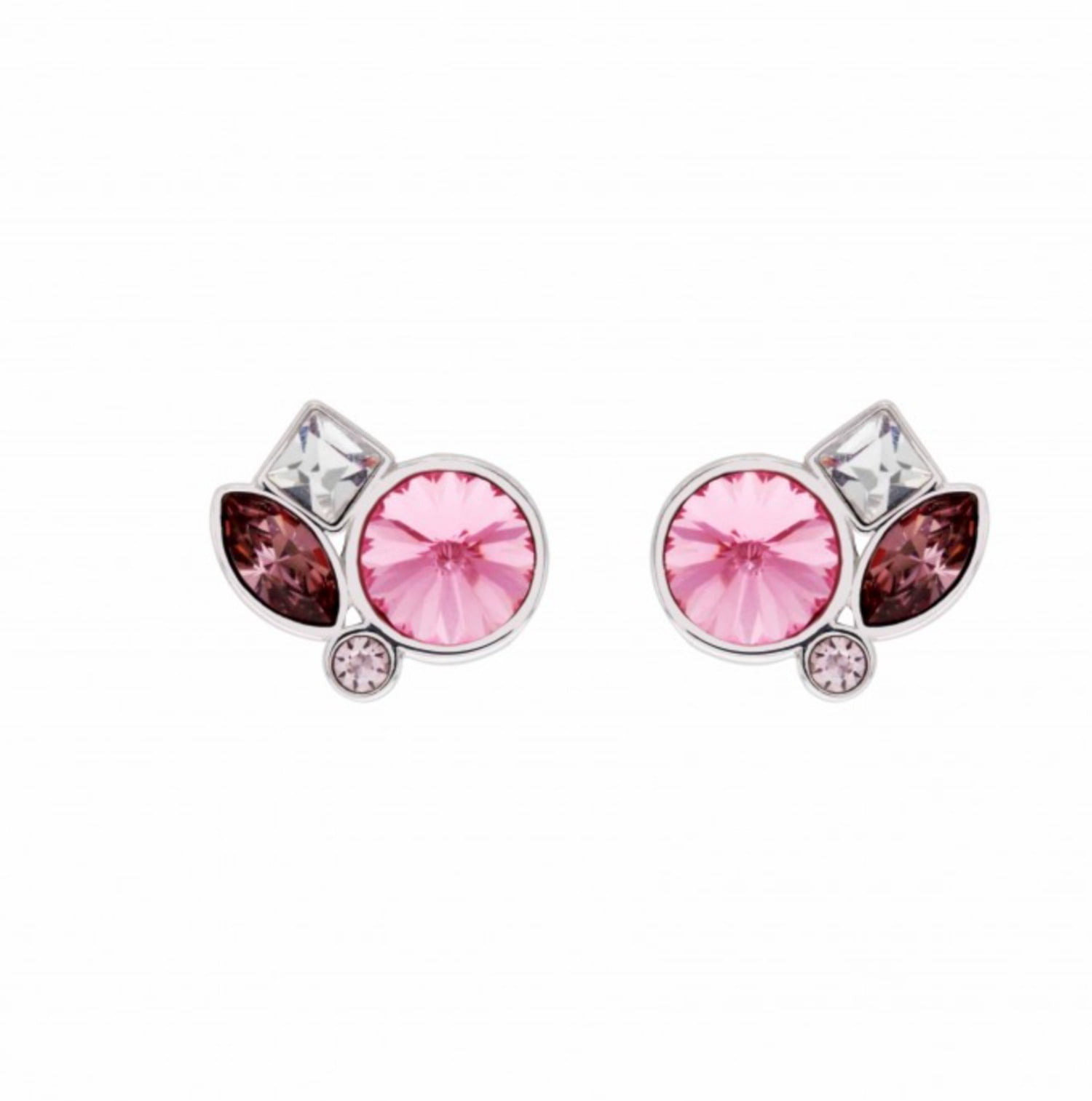 Pink Mix Swarovski Crystal Geometric Clustered Stud Earrings - Walmart.com
