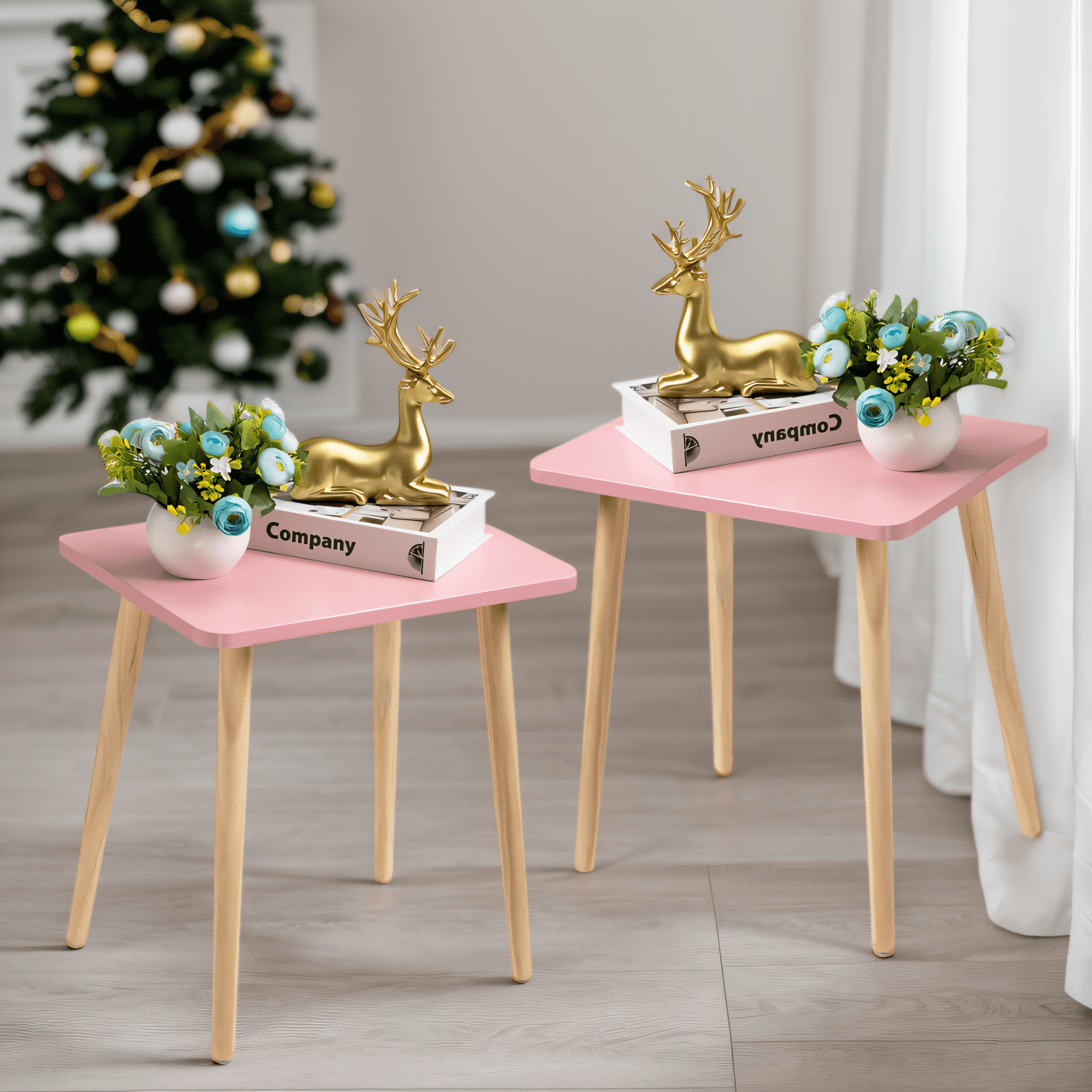 Pink Modern Side Table Bedside Table Home Decor, Small Table for Small ...