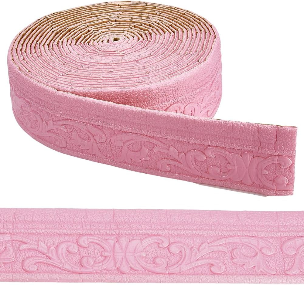 Pink Molding Trim 393.7in/10m Floral Self Adhesive Flexible 3D Foam ...