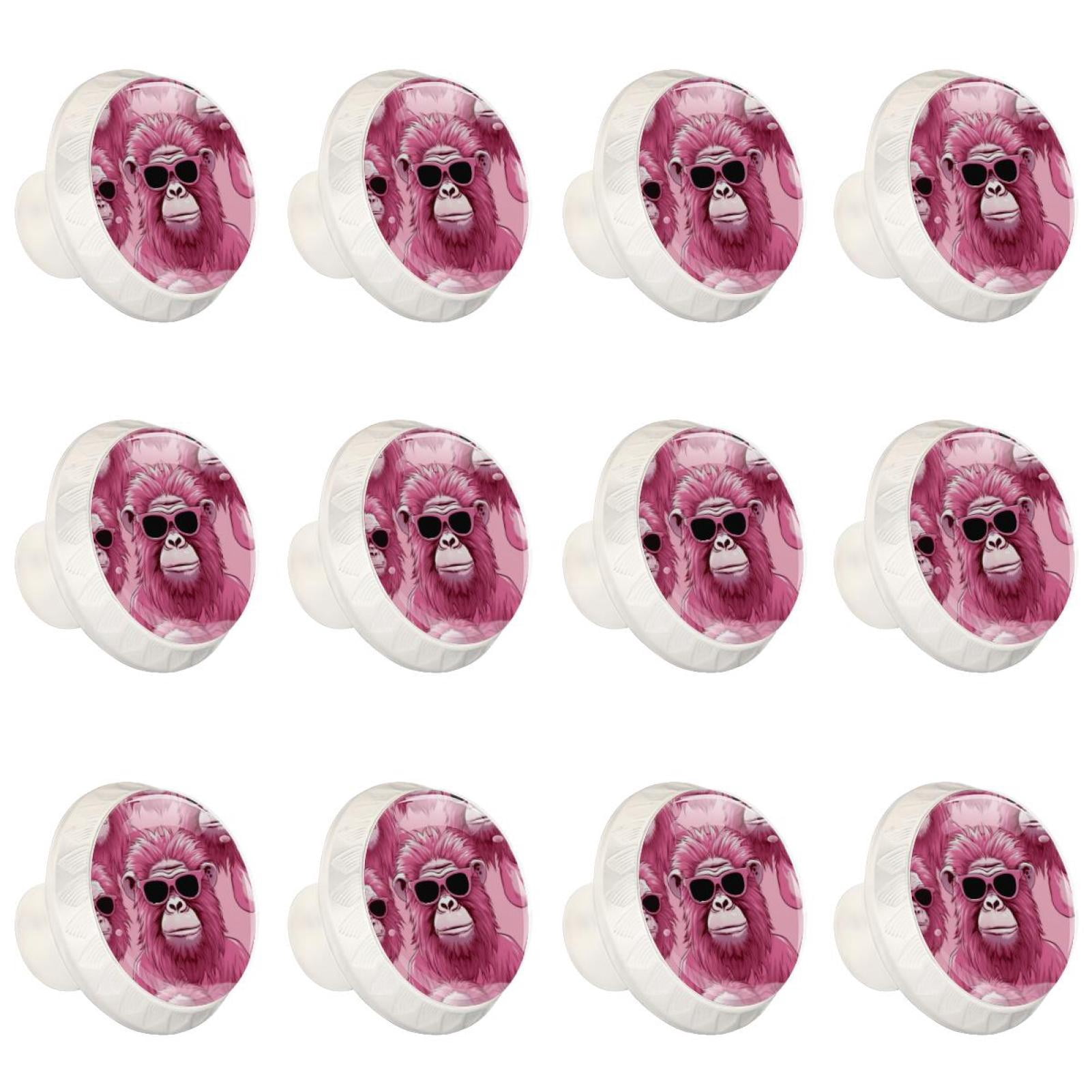 Pink Monkey Gorilla 12 Pcs White Round Drawer Pulls with Screws,ABS and ...