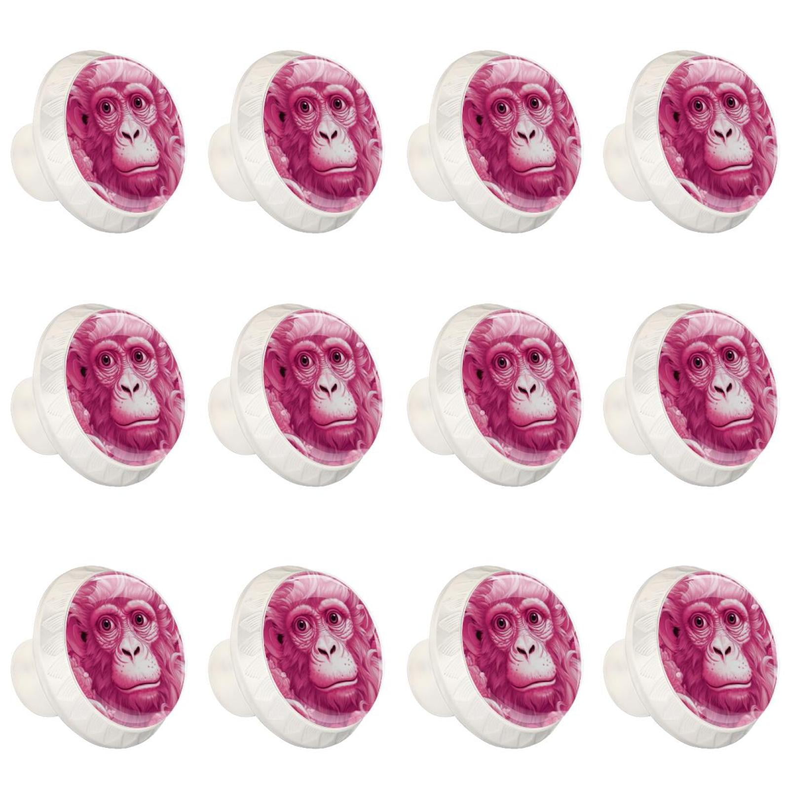 Pink Monkey Gorilla 12 Pcs White Round Drawer Pulls with Screws,ABS and ...