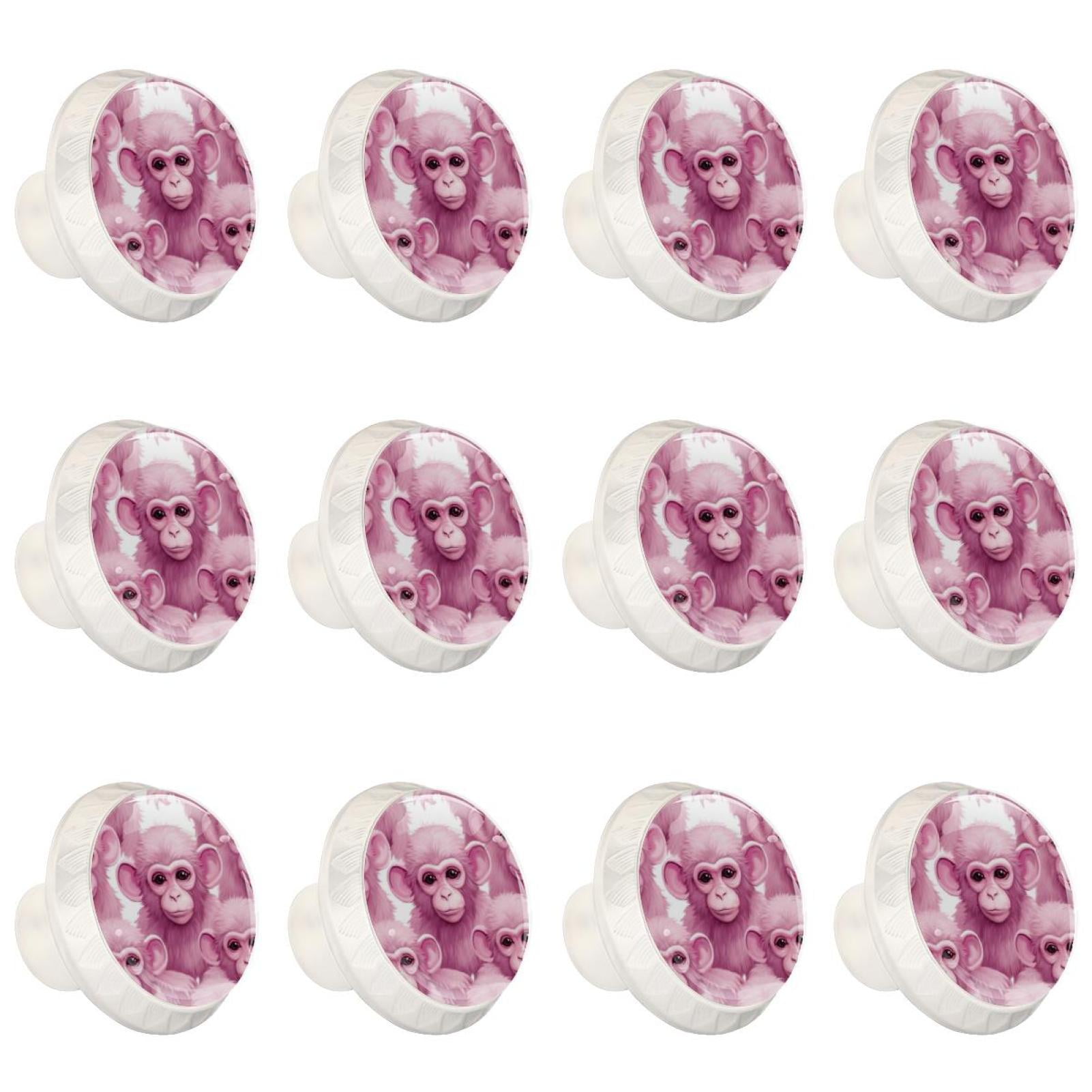 Pink Monkey Gorilla 12 Pcs White Round Drawer Pulls with Screws,ABS and ...