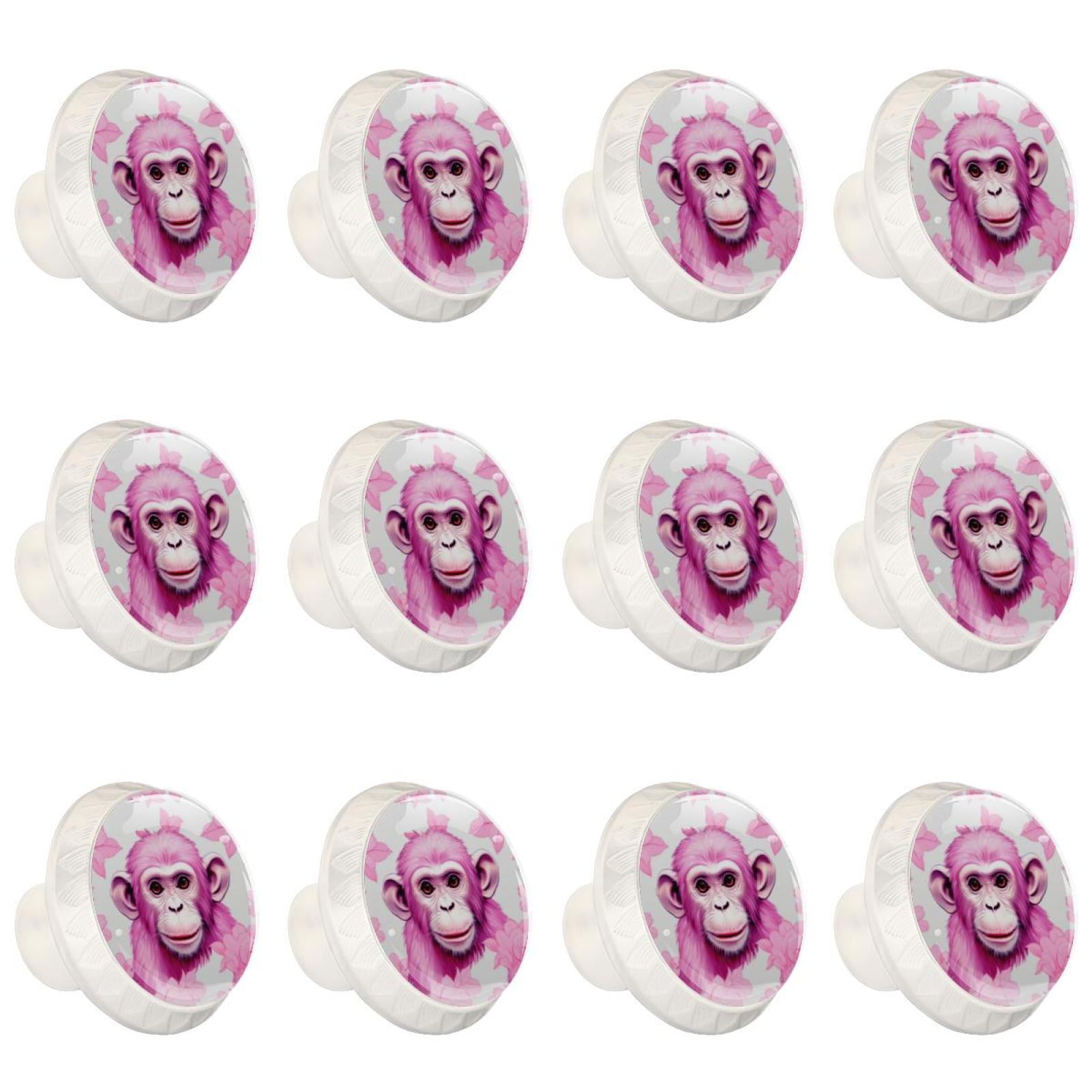 Pink Monkey Gorilla 12 Pcs White Round Drawer Pulls with Screws,ABS and ...