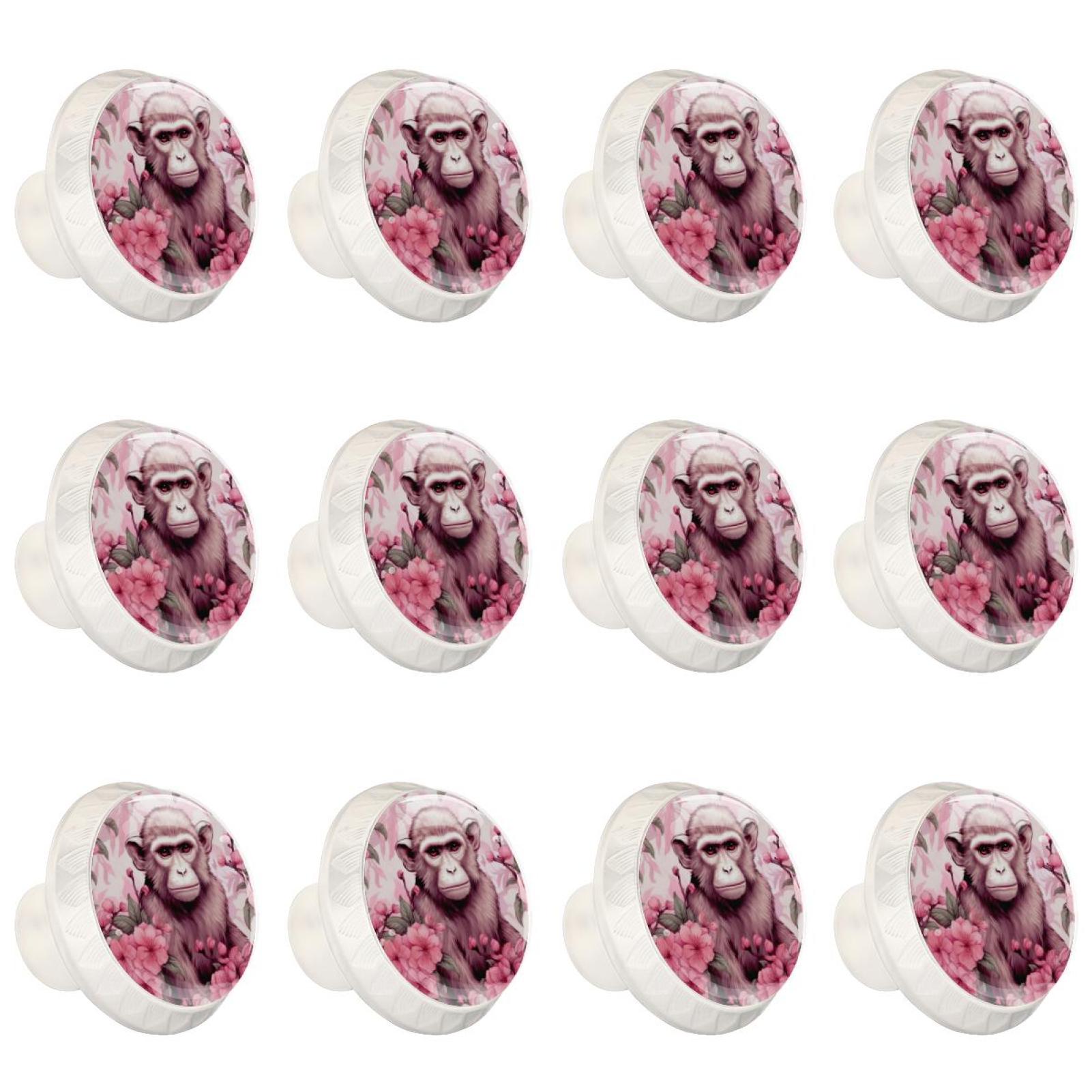 Pink Monkey Gorilla 12 Pcs White Round Drawer Pulls with Screws,ABS and ...