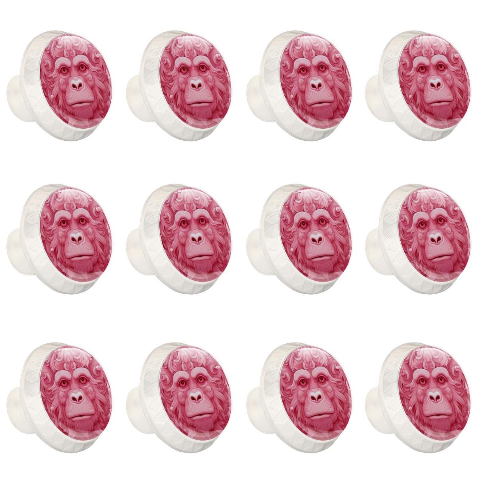 Pink Monkey Gorilla 12 Pcs White Round Drawer Pulls with Screws,ABS and ...