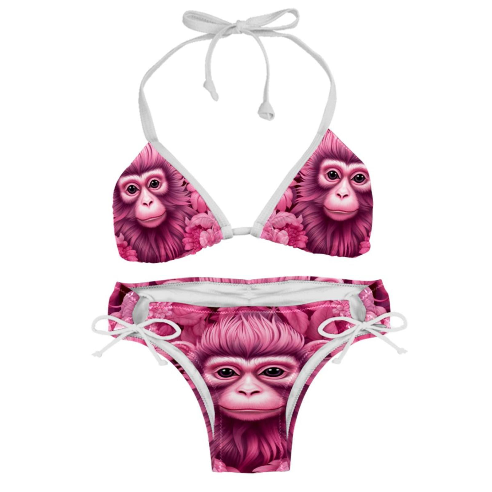 Pink Monkey Gorilla Detachable Sponge Adjustable Strap Bikini Set ...