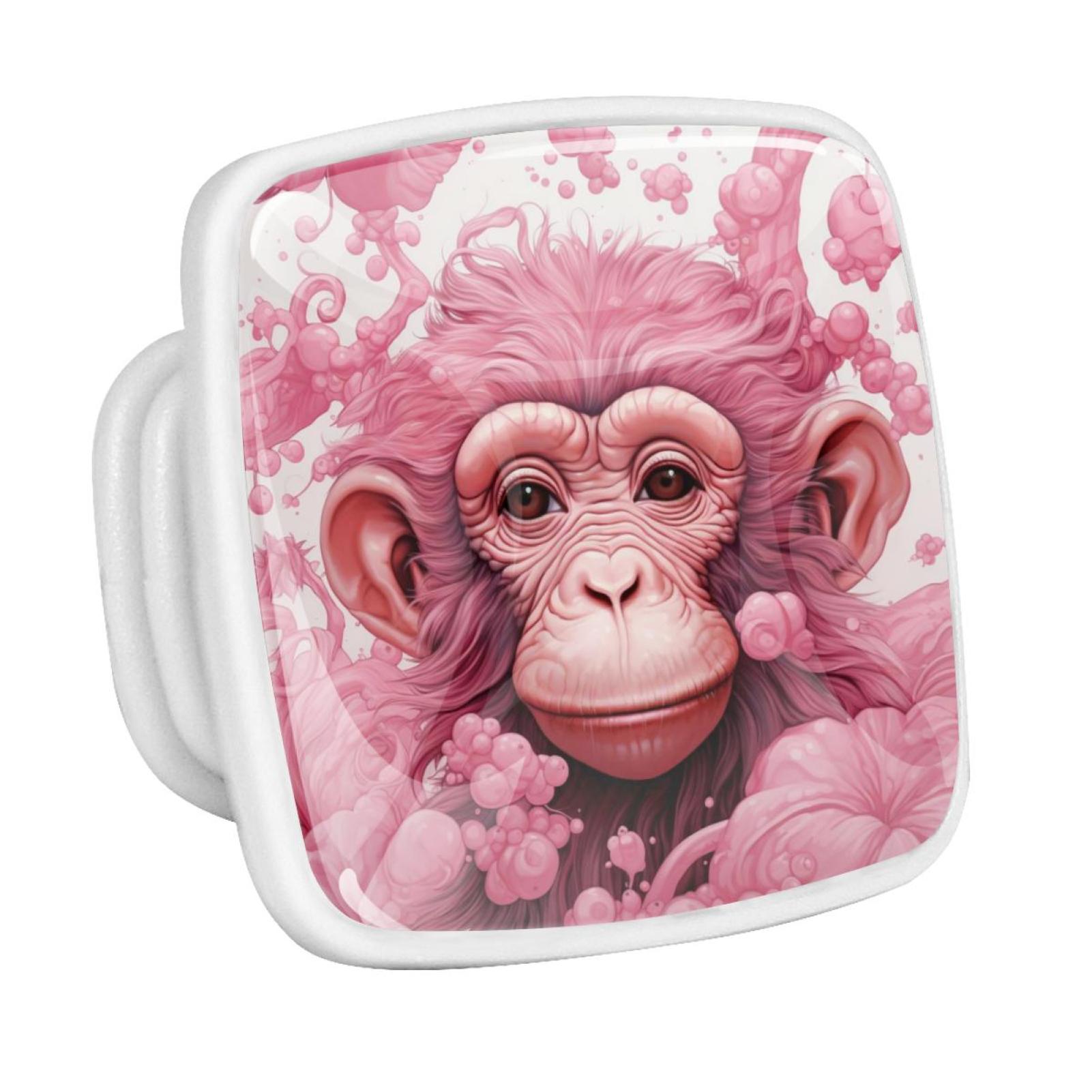 Pink Monkey Gorilla Fluorescent Drawer Pulls with Screws Square 4-Pack ...