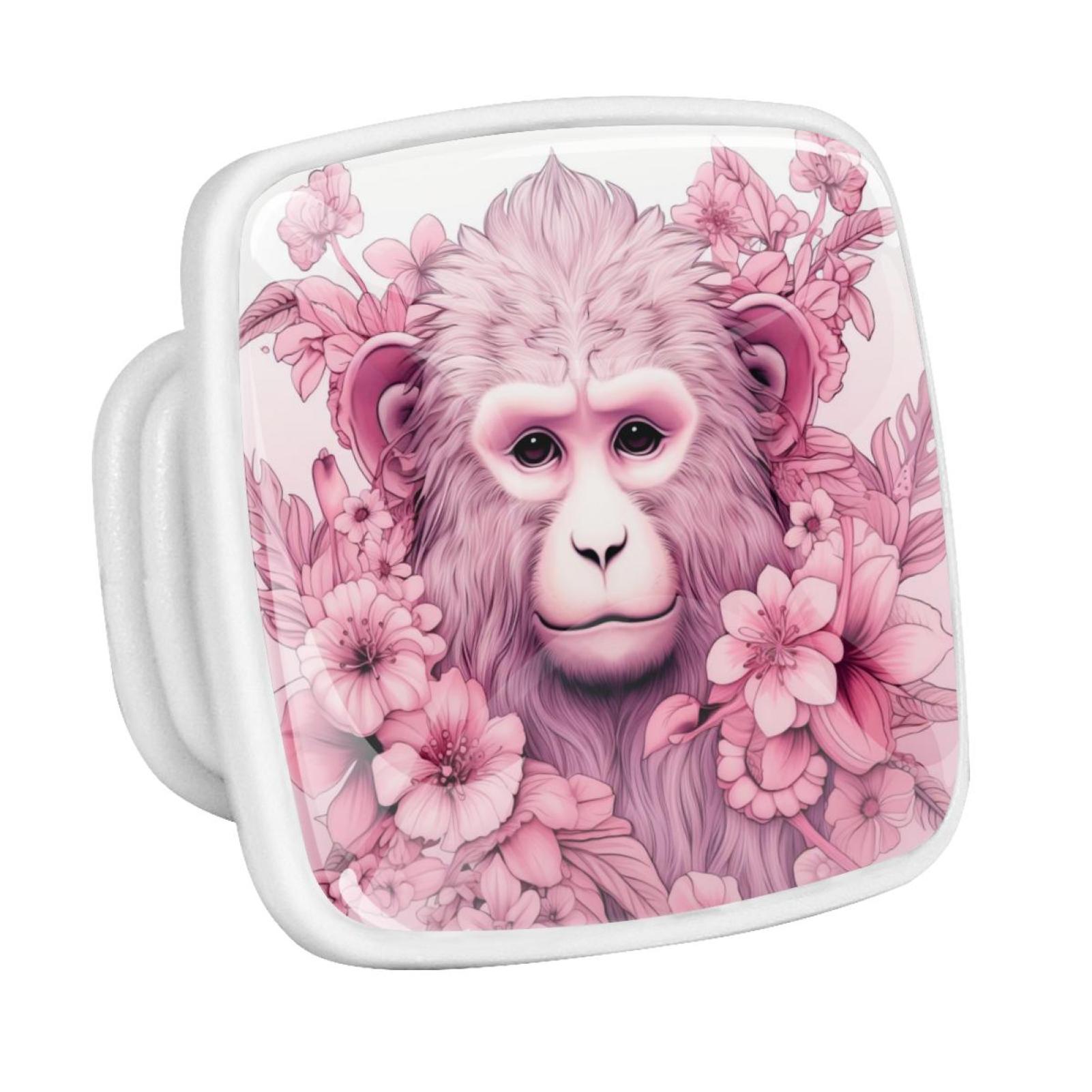 Pink Monkey Gorilla Fluorescent Drawer Pulls with Screws Square 4-Pack ...