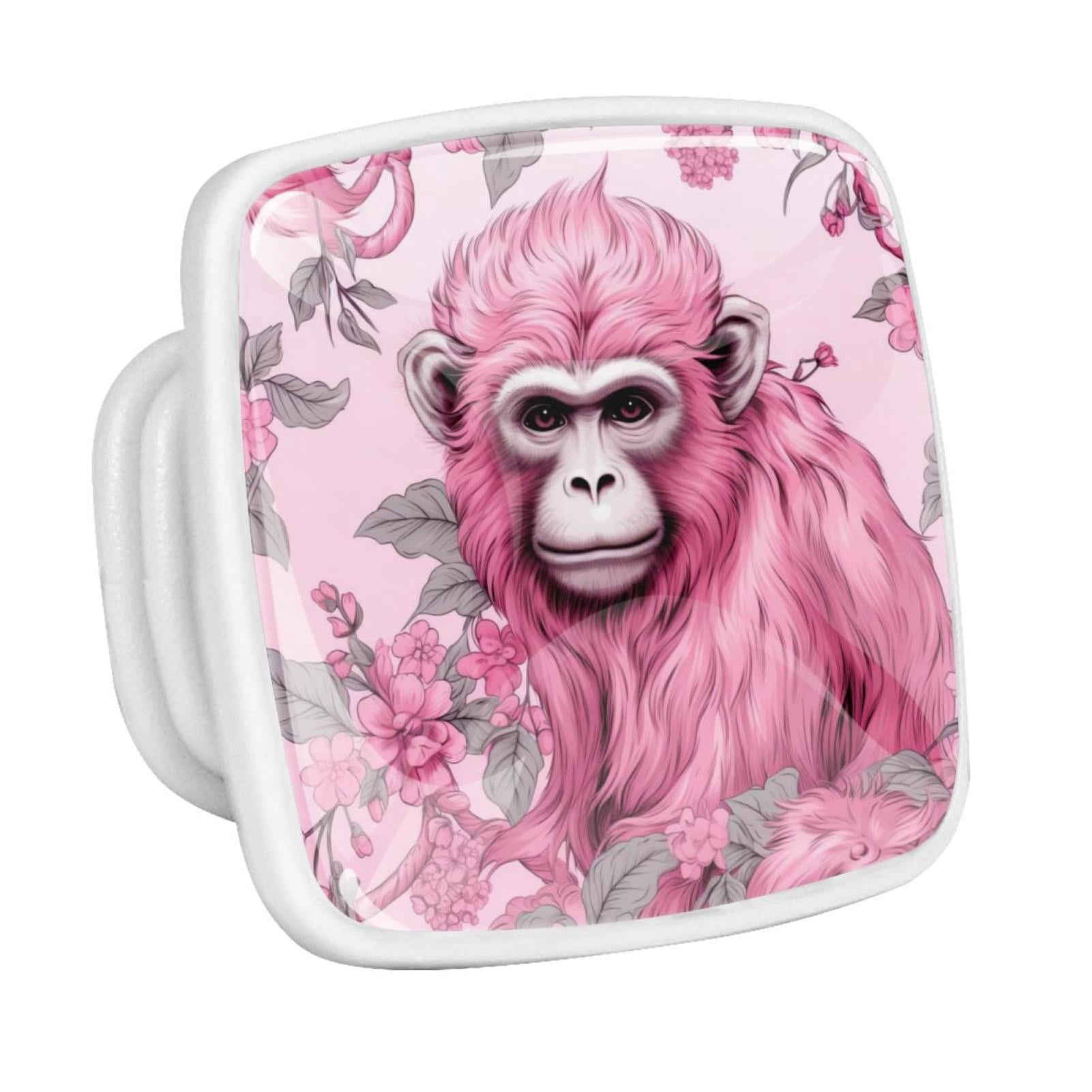 Pink Monkey Gorilla Fluorescent Drawer Pulls with Screws Square 4-Pack ...