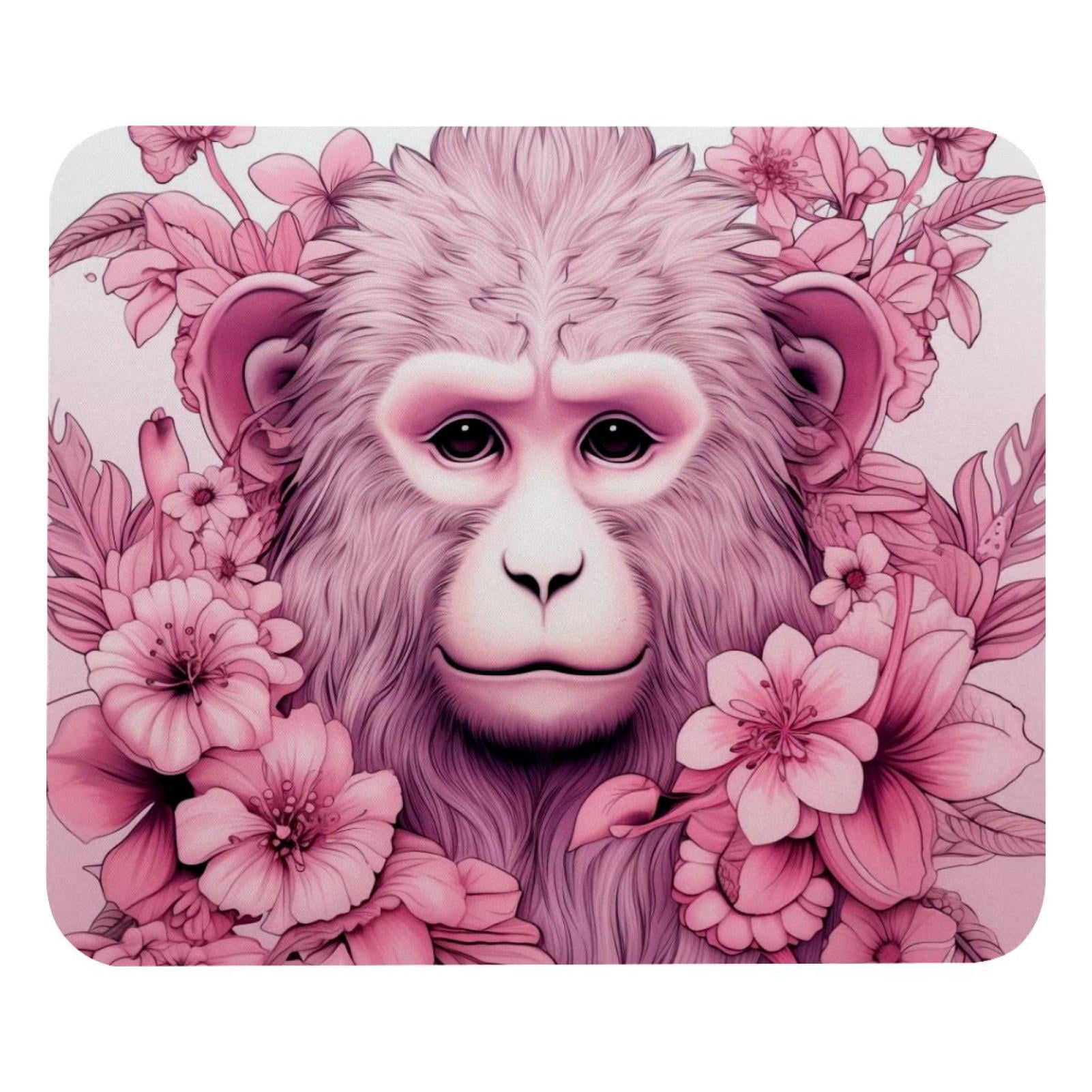 Pink Monkey Gorilla Non-Slip Rubber Bottom Personalized Custom Square ...