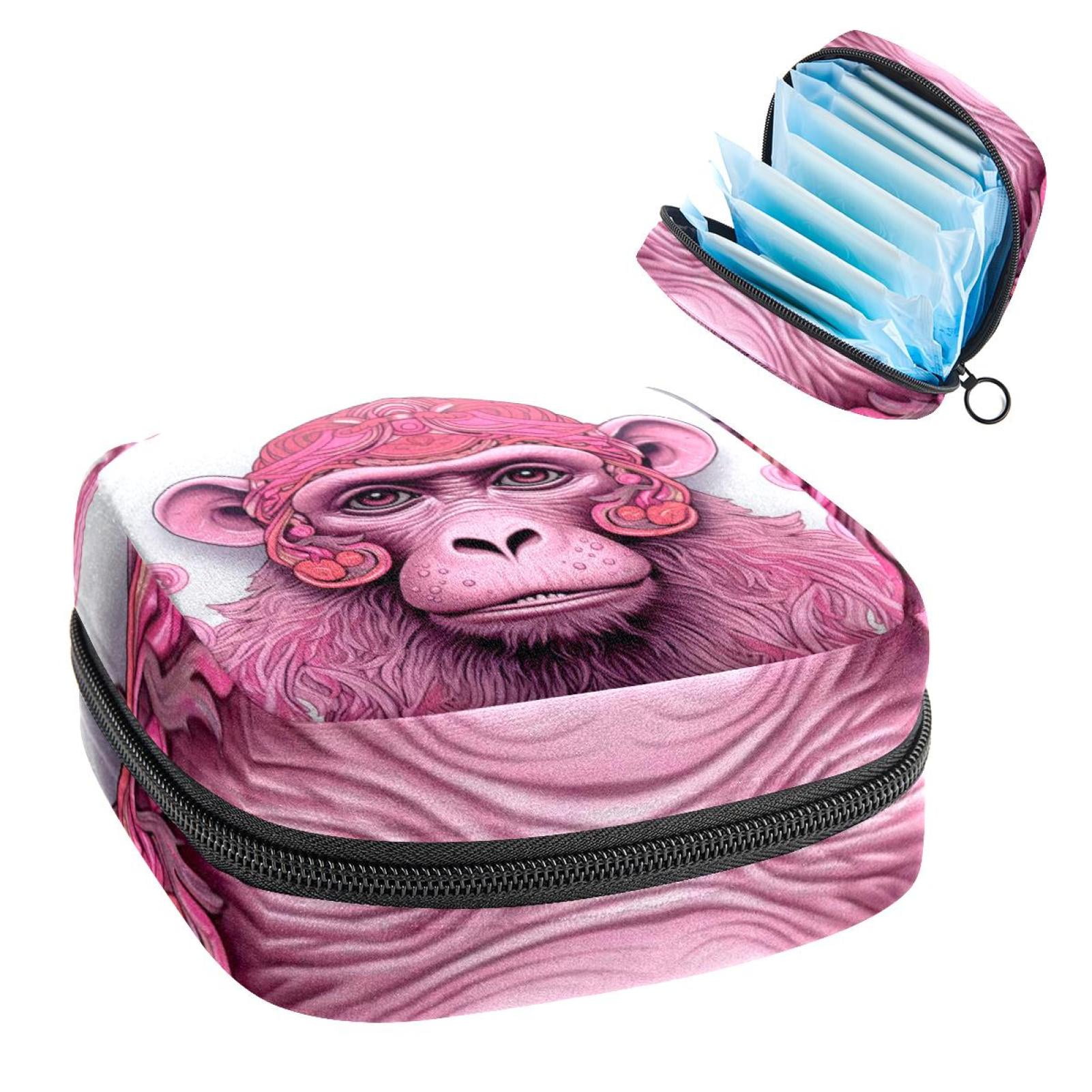 Pink Monkey Gorilla Sanitary Napkin Purse Travel School Women Men ...