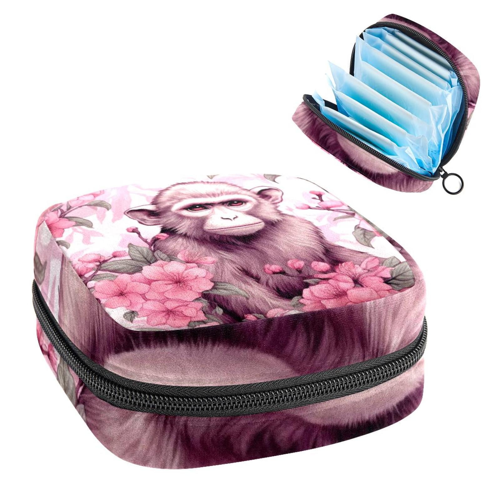 Pink Monkey Gorilla Sanitary Napkin Purse Travel School Women Men ...