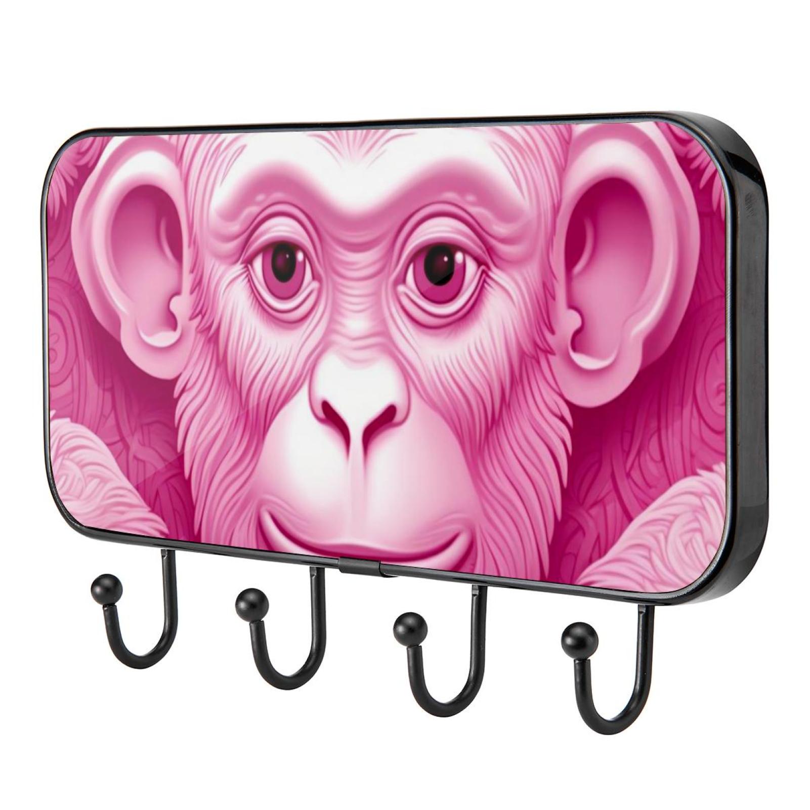 Pink Monkey Gorilla Self Adhesive Towel Coat Wood Iron Hooks for Home ...