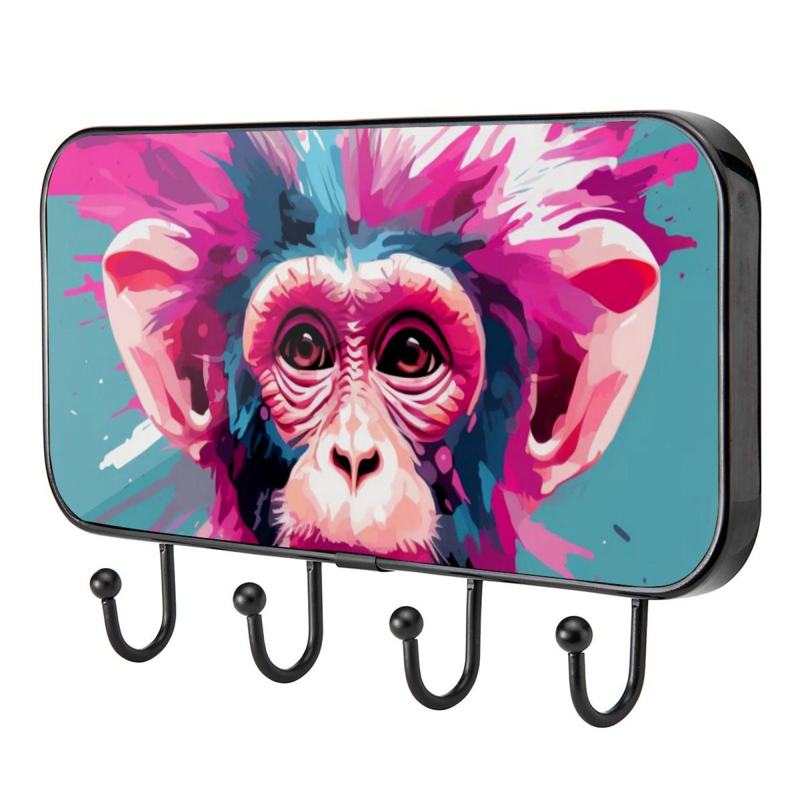 Pink Monkey Gorilla Self Adhesive Towel Coat Wood Iron Hooks for Home ...