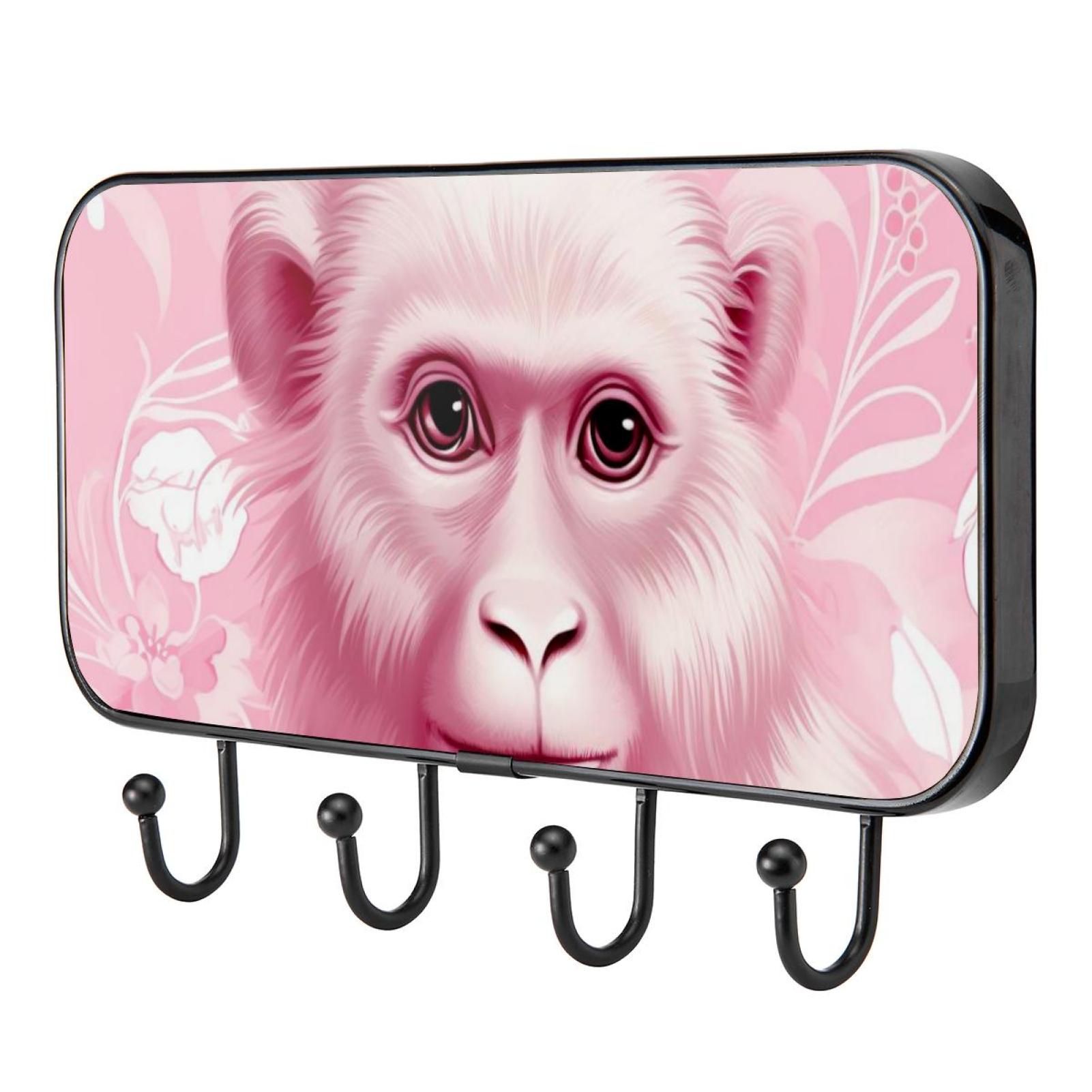 Pink Monkey Gorilla Self Adhesive Towel Coat Wood Iron Hooks for Home Keys Door Outdoor Home ...
