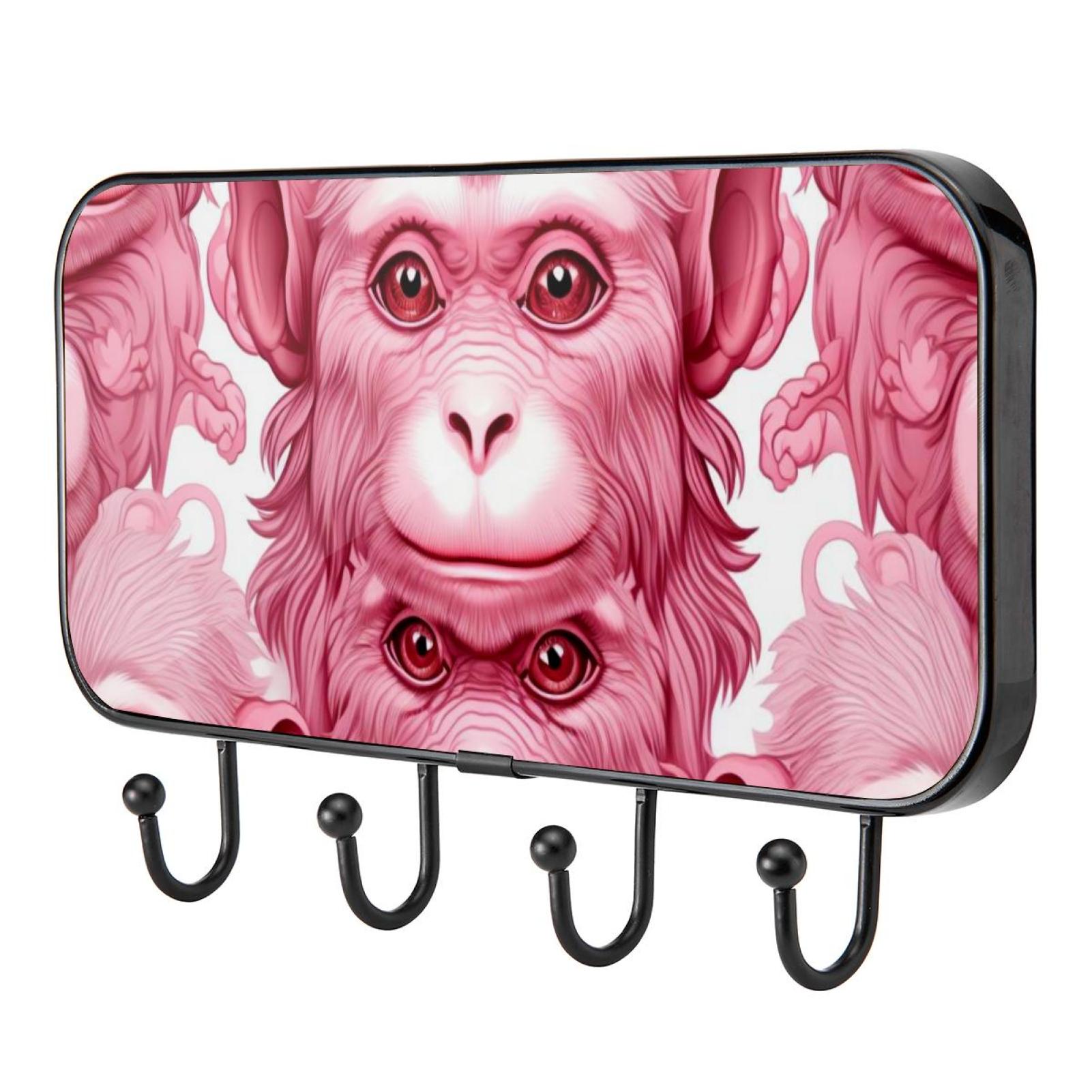 Pink Monkey Gorilla Self Adhesive Towel Coat Wood Iron Hooks for Home ...
