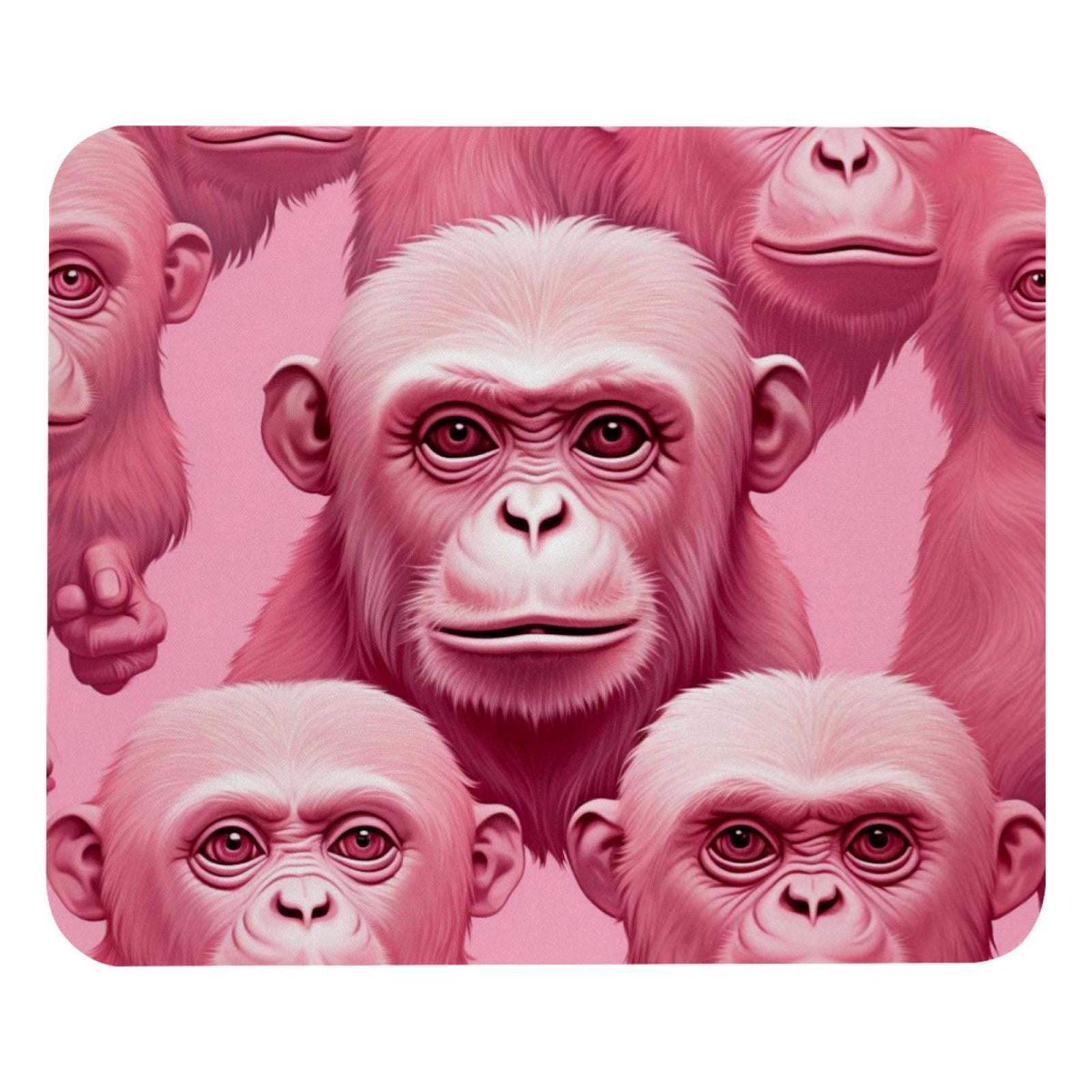 Pink Monkey Orangutan Computer Mouse Pad,Rubber Mouse Mat for Gaming ...