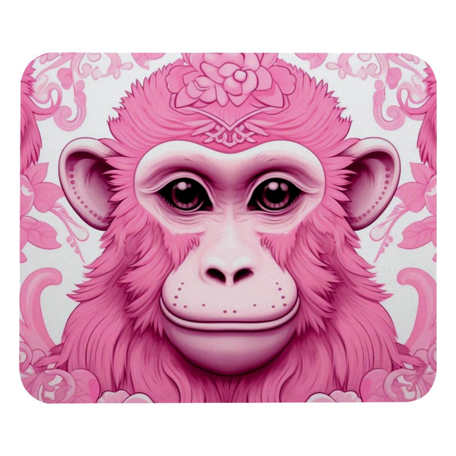Pink Monkey Orangutan Computer Mouse Pad,Rubber Mouse Mat for Gaming ...
