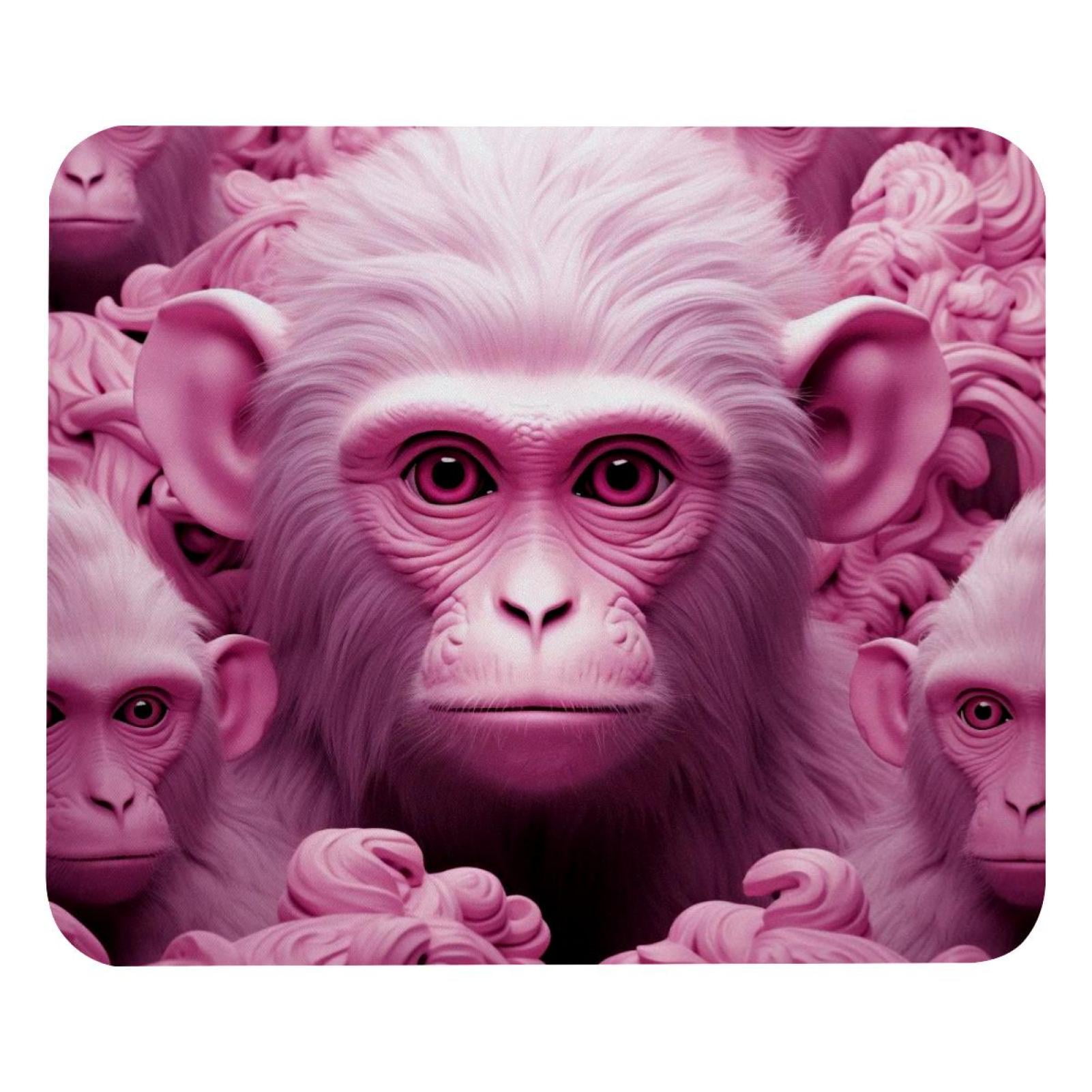 Pink Monkey Orangutan Computer Mouse Pad,Rubber Mouse Mat for Gaming ...