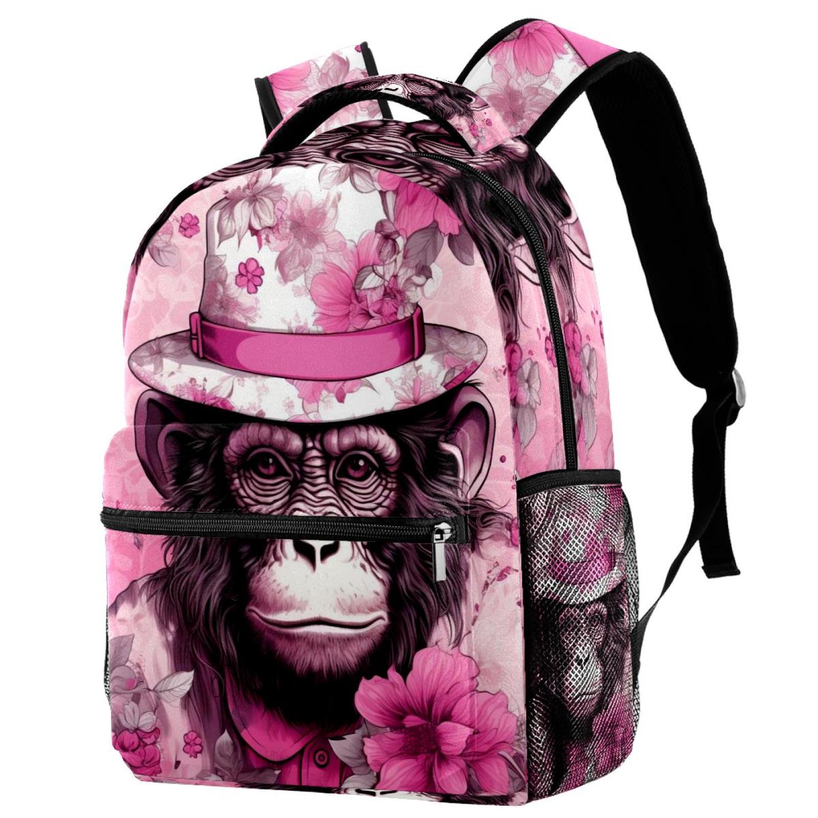 Pink Monkey Orangutan Lightweight Backpacks Roomy Interior, Casual ...