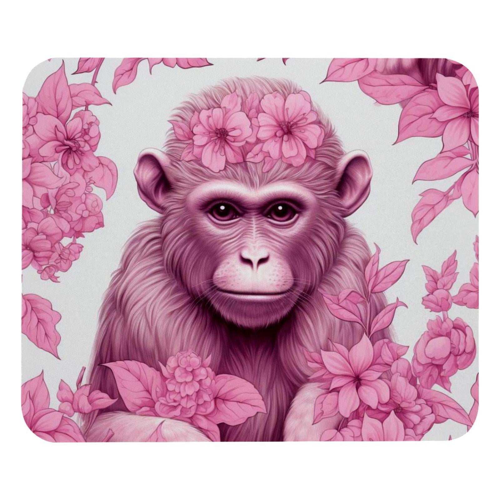 Pink Monkey Orangutan Mouse Pad, Personality Design Rubber Base for ...