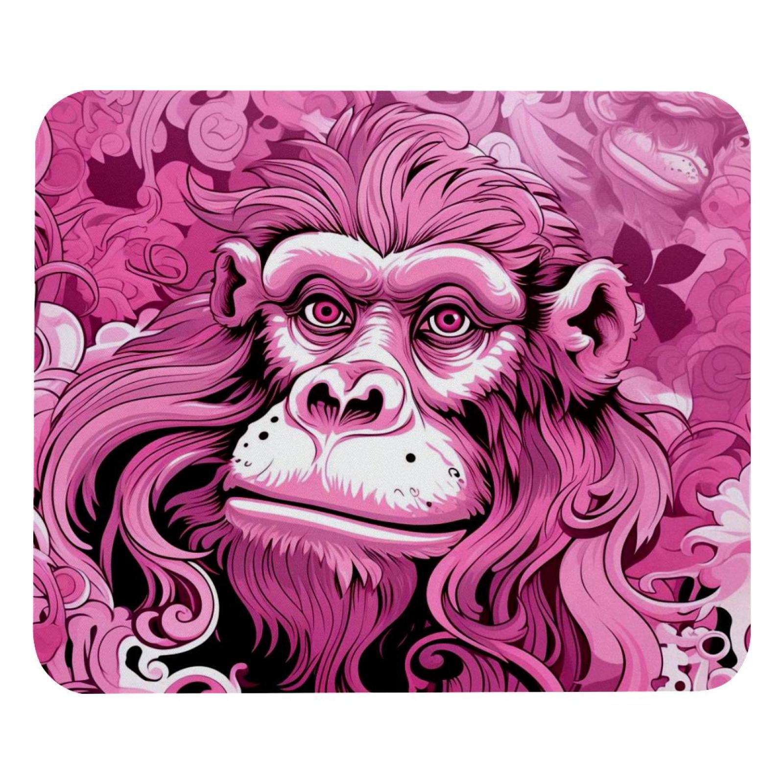 Pink Monkey Orangutan Mouse Pad, Rubber Base Computer Mouse Pads for ...