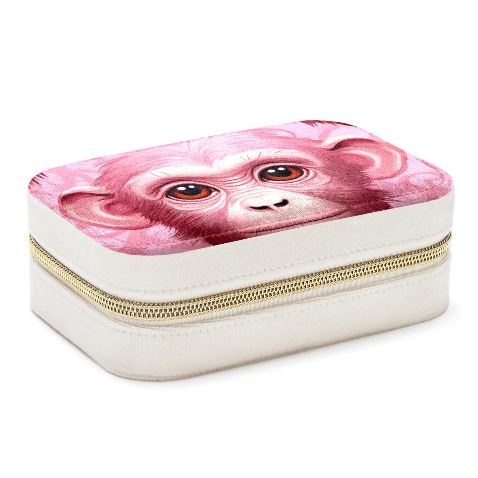 Pink Monkey Velvet Portable Earring Organizer with Removable ...