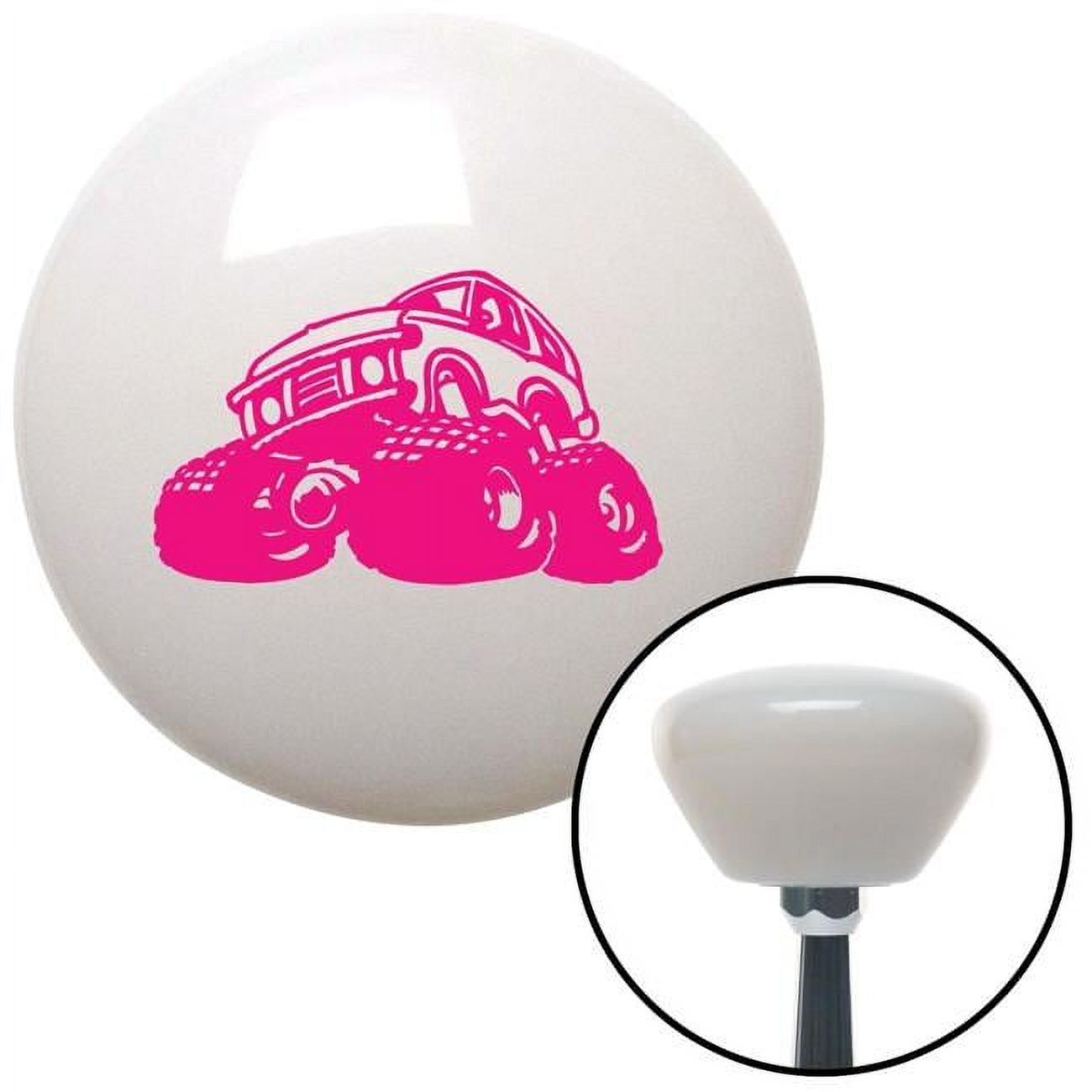Pink Monster Truck White Retro Shift Knob with M16 x 1.5 Insert Shifter ...