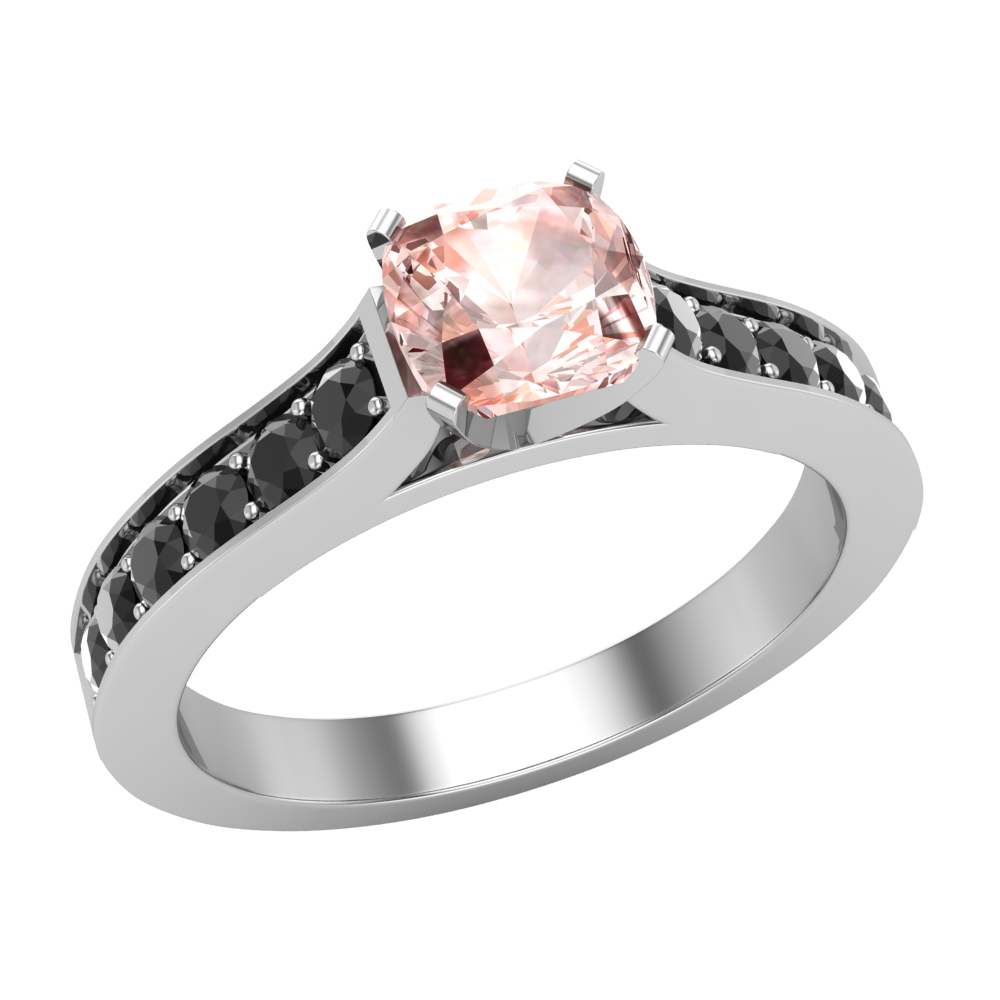 Pink Morganite Engagement Ring for Women Cushion Cut Morganite Black ...