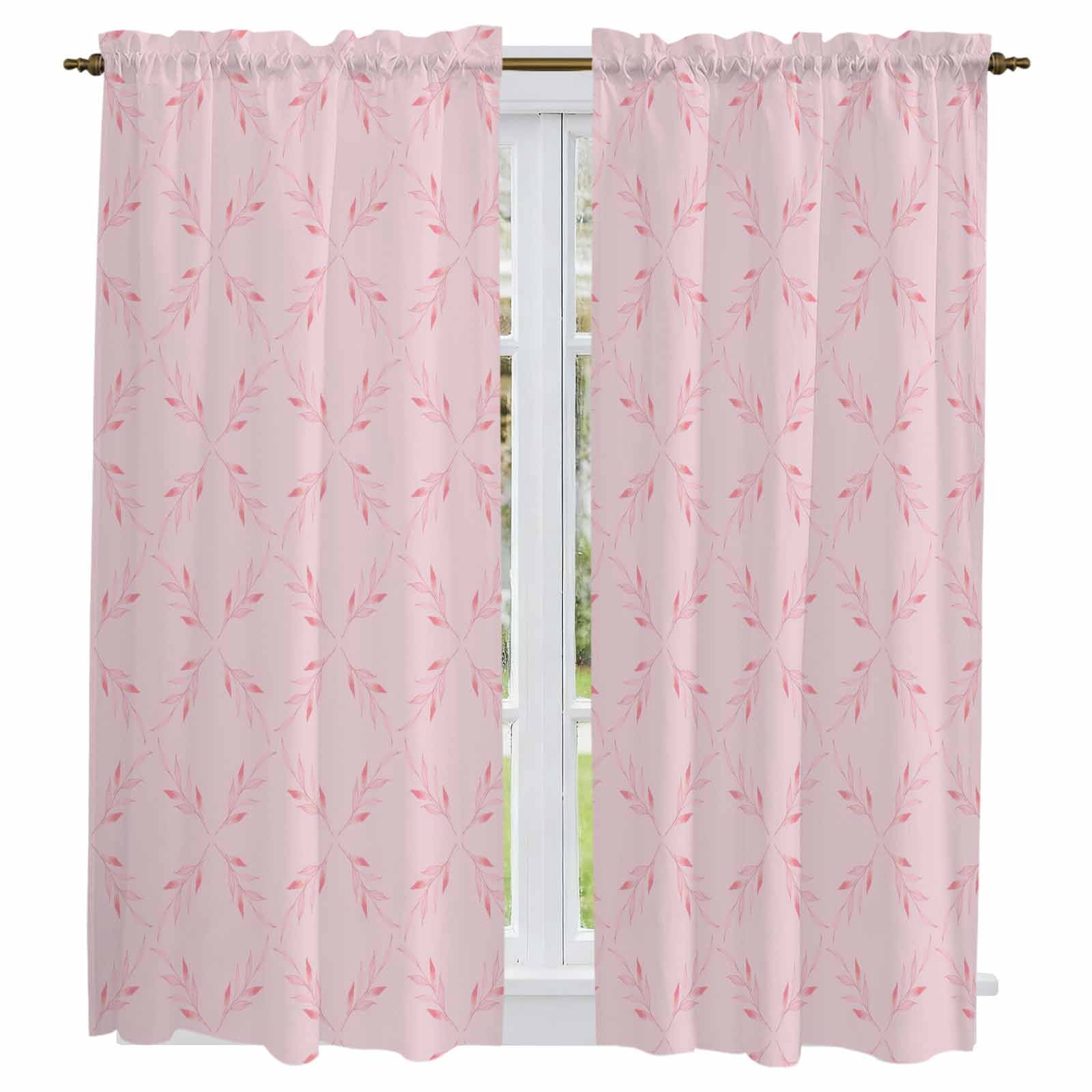 Pink Morocco Kitchen Curtains, Geometric Leaf Diamond Lattice Abstract ...