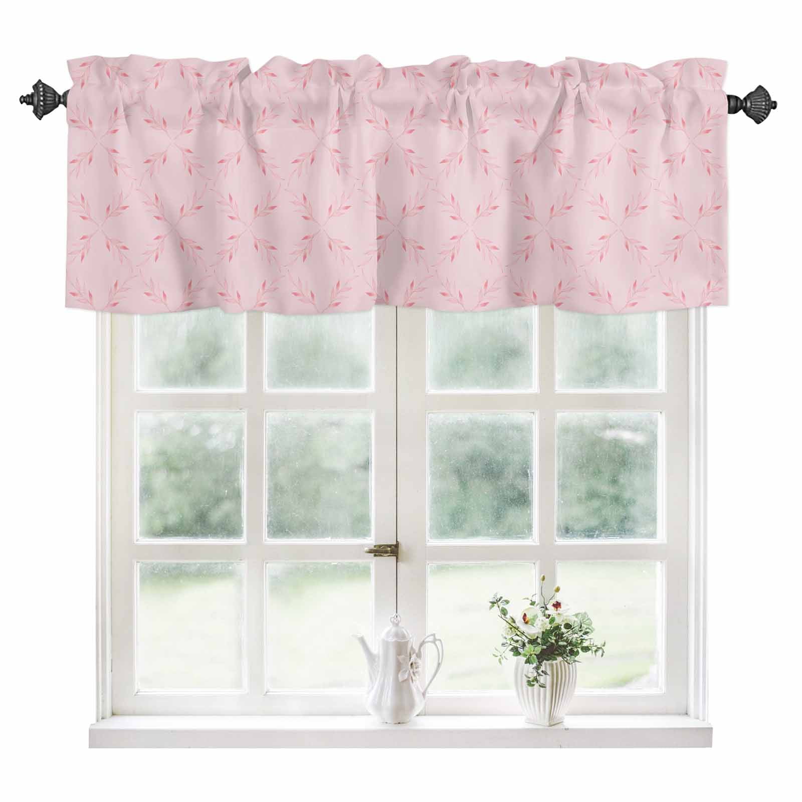 Pink Morocco Kitchen Valances for Windows 42x18 Inch Kitchen Curtains ...