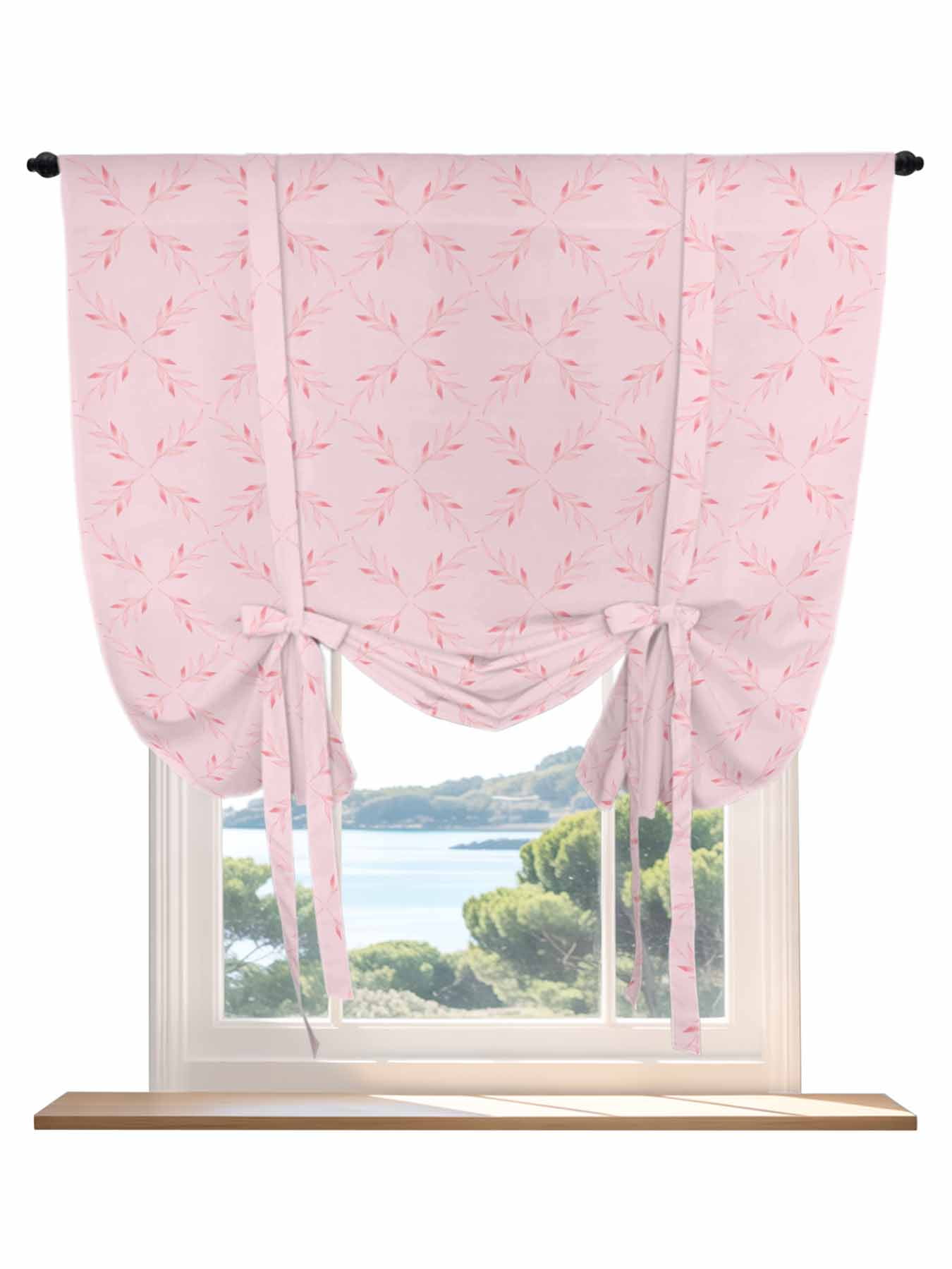 Pink Morocco Tie Up Curtains for Windows 63 Inch Length Balloon ...