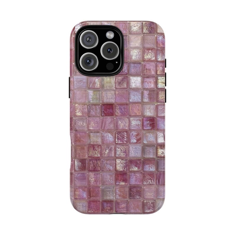 Pink Mosaic Aesthetic Art Phone Case, Trendy Tough Style Cover with ...