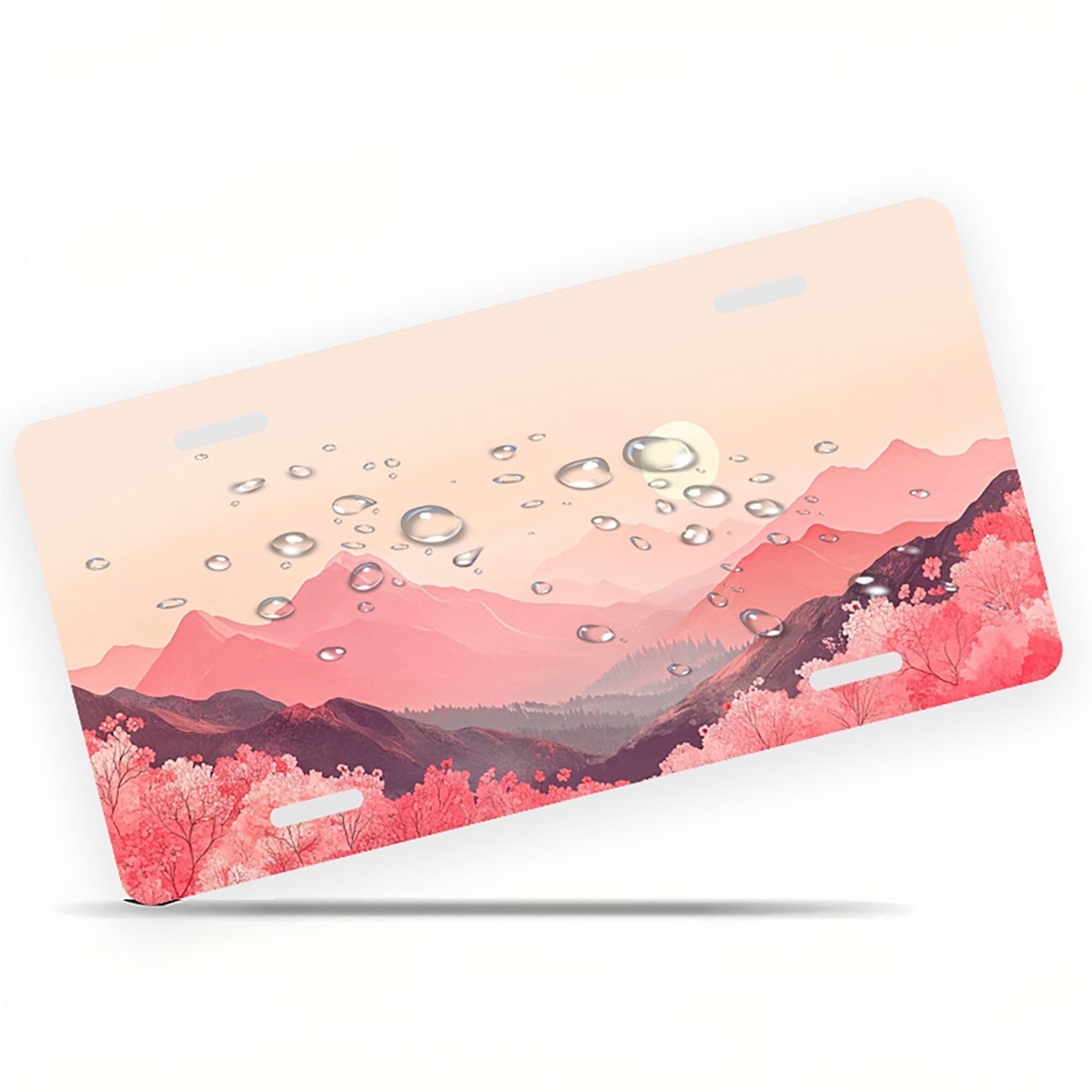 Pink Mountain Sunset Funny Personalized License Plate Rust-proof ...