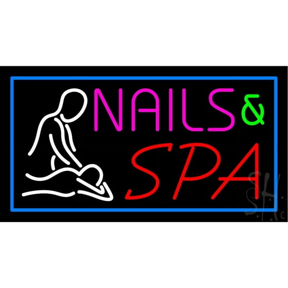 Pink Nails and Spa Green LED Neon Sign 20 x 37 - inches, Black Square ...