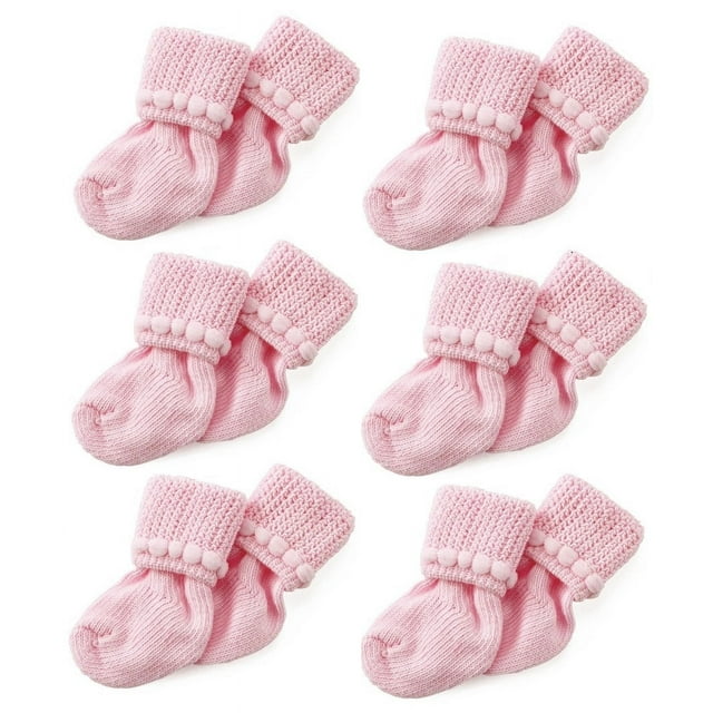 Pink Newborn Baby Socks By Nurses Choice - Includes 6 Pairs of Pink ...