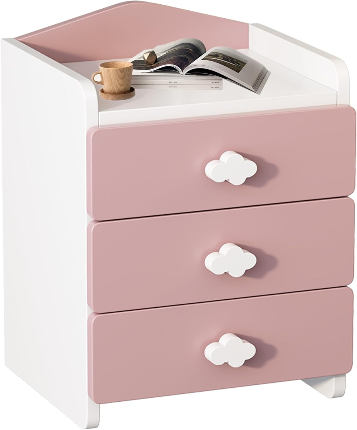 Pink Nightstand Chic Nightstand Storage for Kids Girls Bedside Table ...