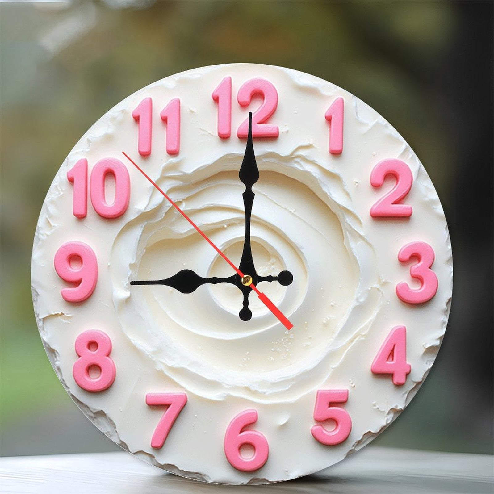 Pink Number Cake Topper Clock Decor 10-Inch Silent Wooden Wall Clock ...
