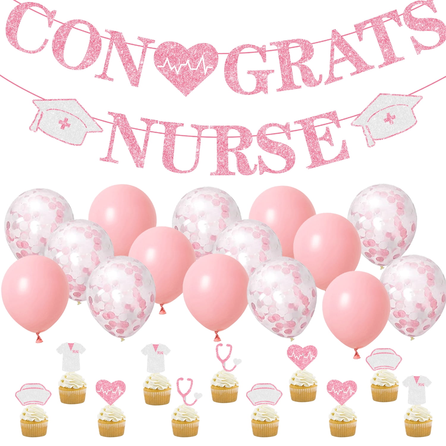 2023 Pink Nurse Graduation Party Decorations - Balloons, Nurse Banner ...