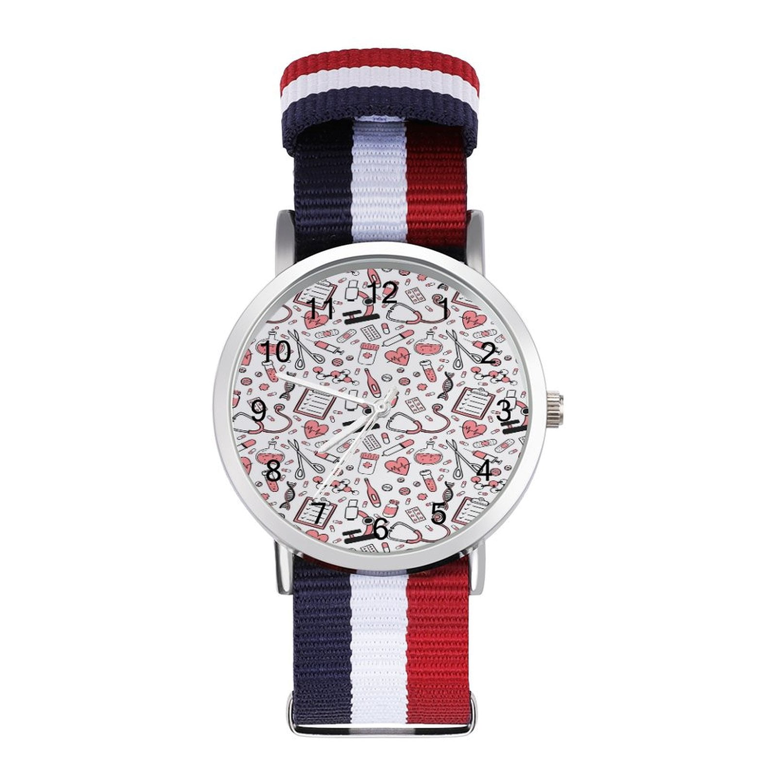 Pink Nurse Tool Background Casual Wrist Watches for Men Women Simple ...