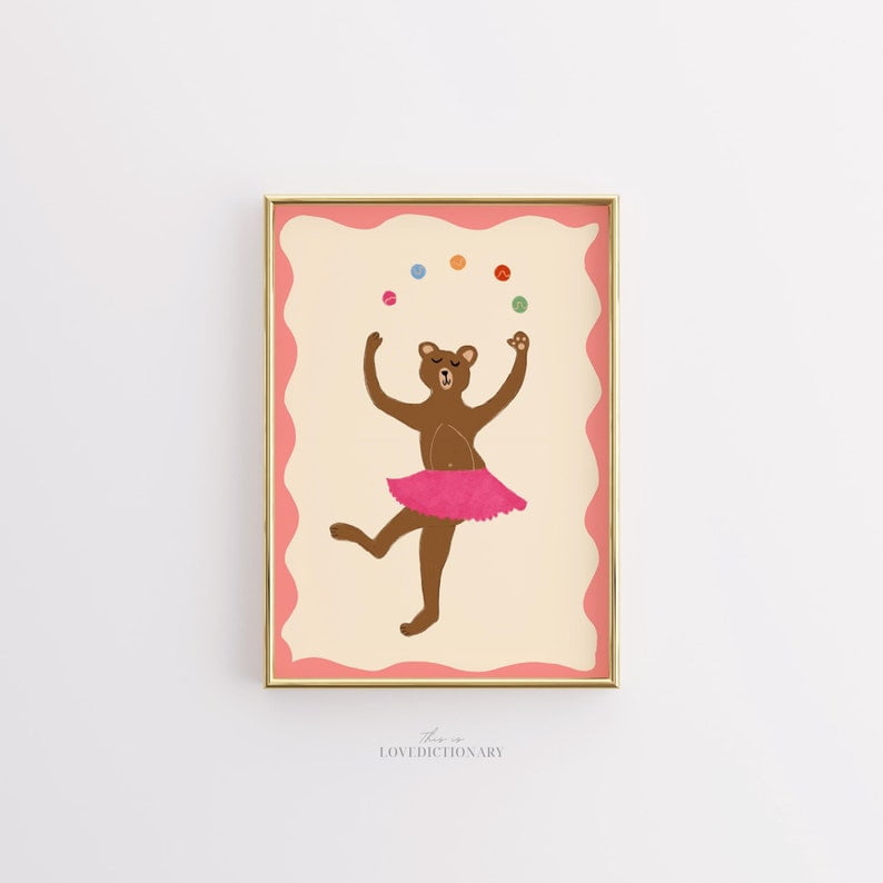 Pink Nursery Prints, Fun Baby Girl Room Decor, Eclectic Kids Room ...