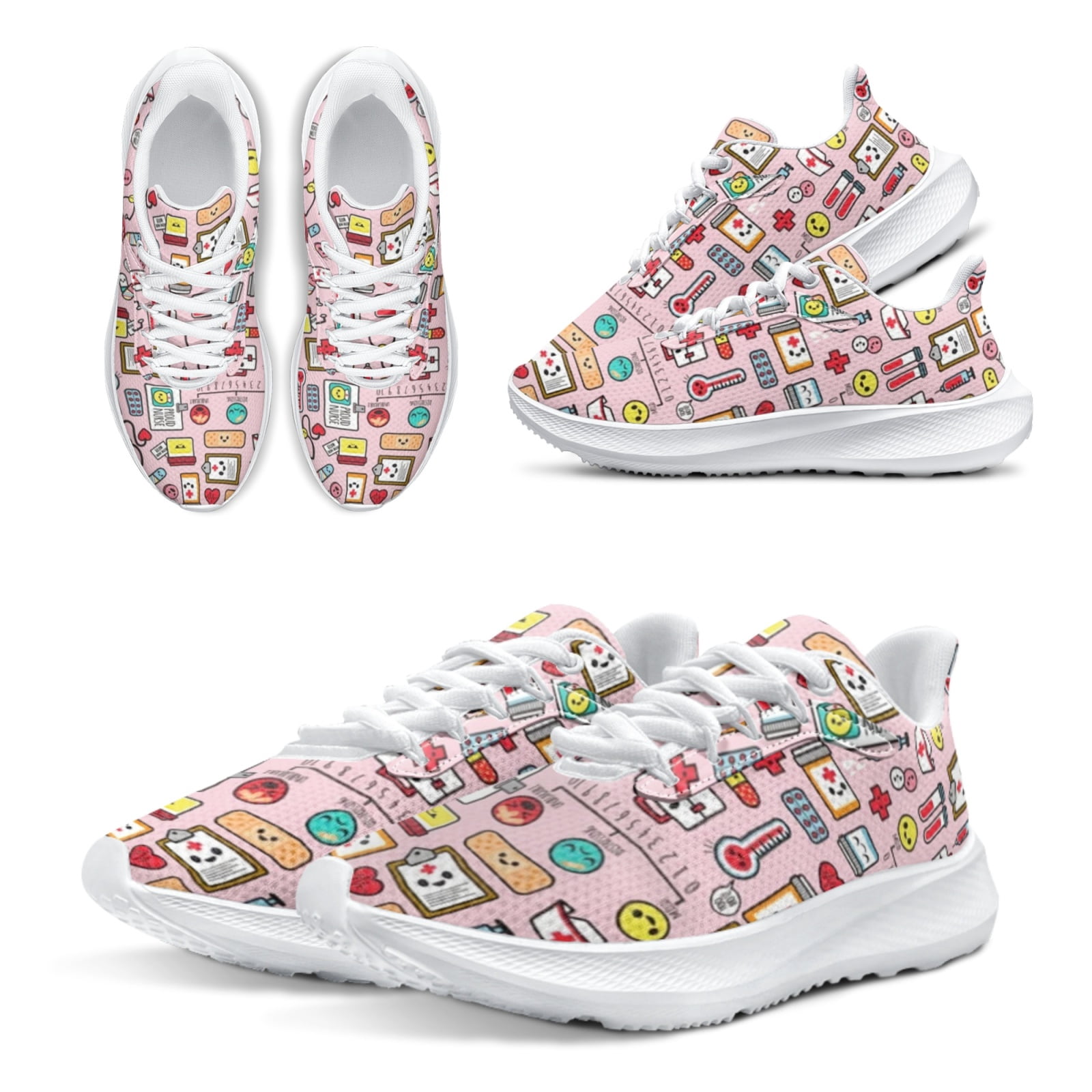 Pink Nursing Shoes For Women Cartoon Medical Nurse Comfortable Shock ...