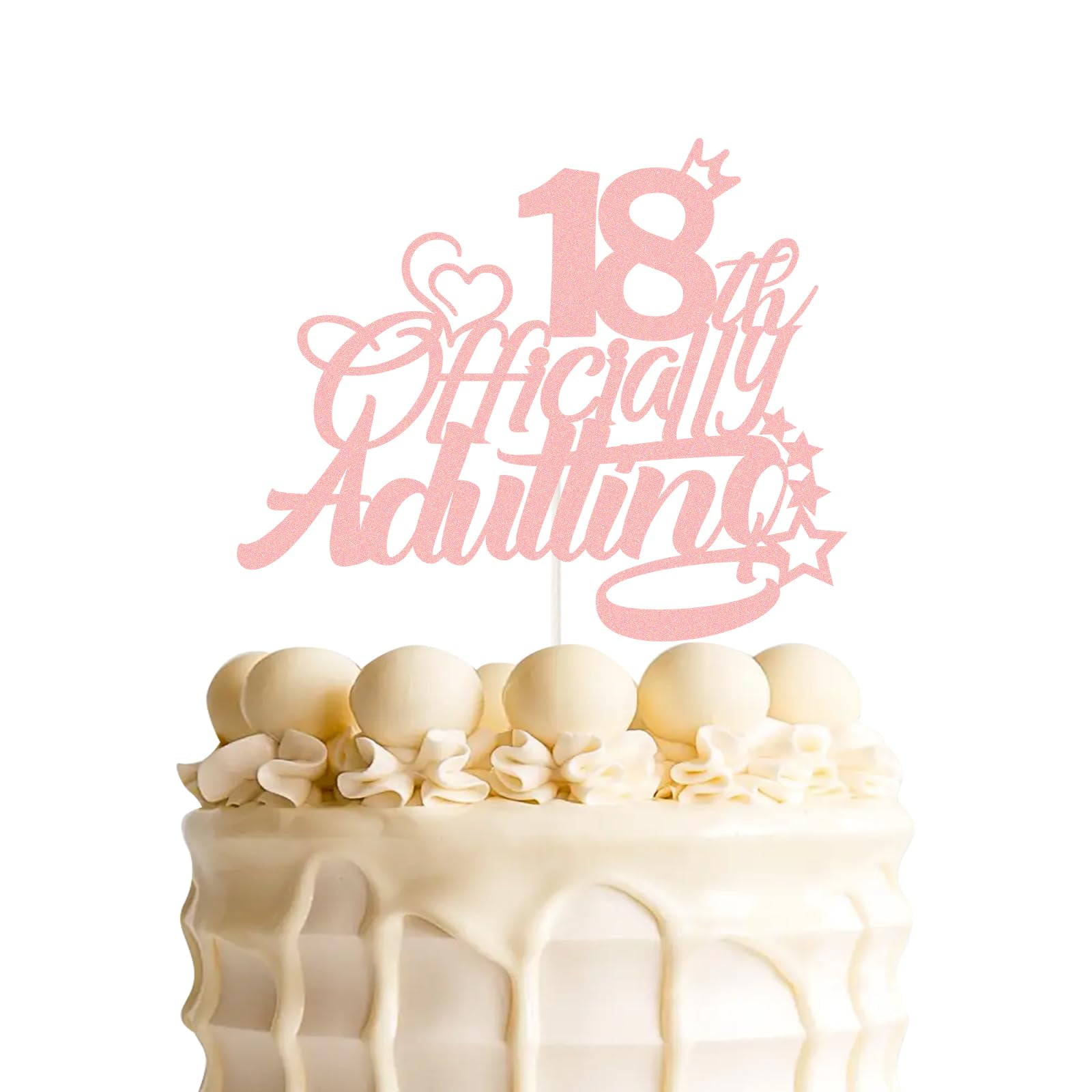 Pink Officially Adulting 18 Cake Topper, AFN1Cheers to 18th Years Cake ...