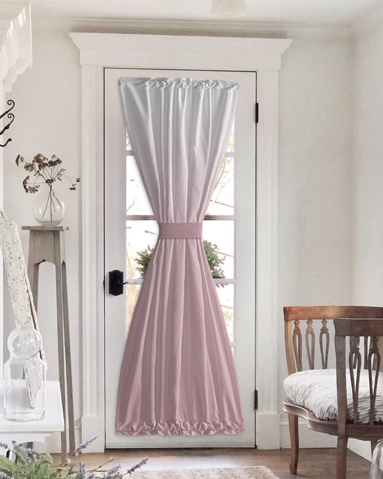 Pink Ombre Blackout Curtains, French Door Curtains for Door Window ...