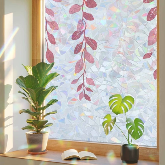Pink Ombre Botanical Privacy Window Film, Decorative Stained Glass ...