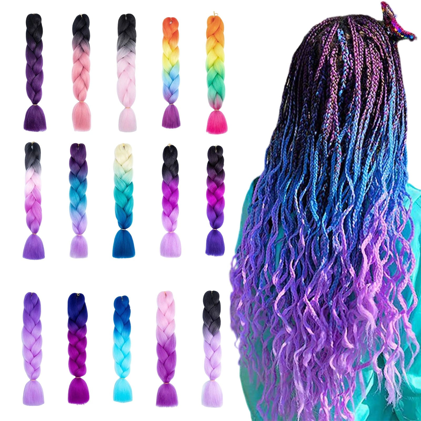 Pink Ombre Braiding Hair Light Pink/Light Purple Jumbo Braid in Hair ...