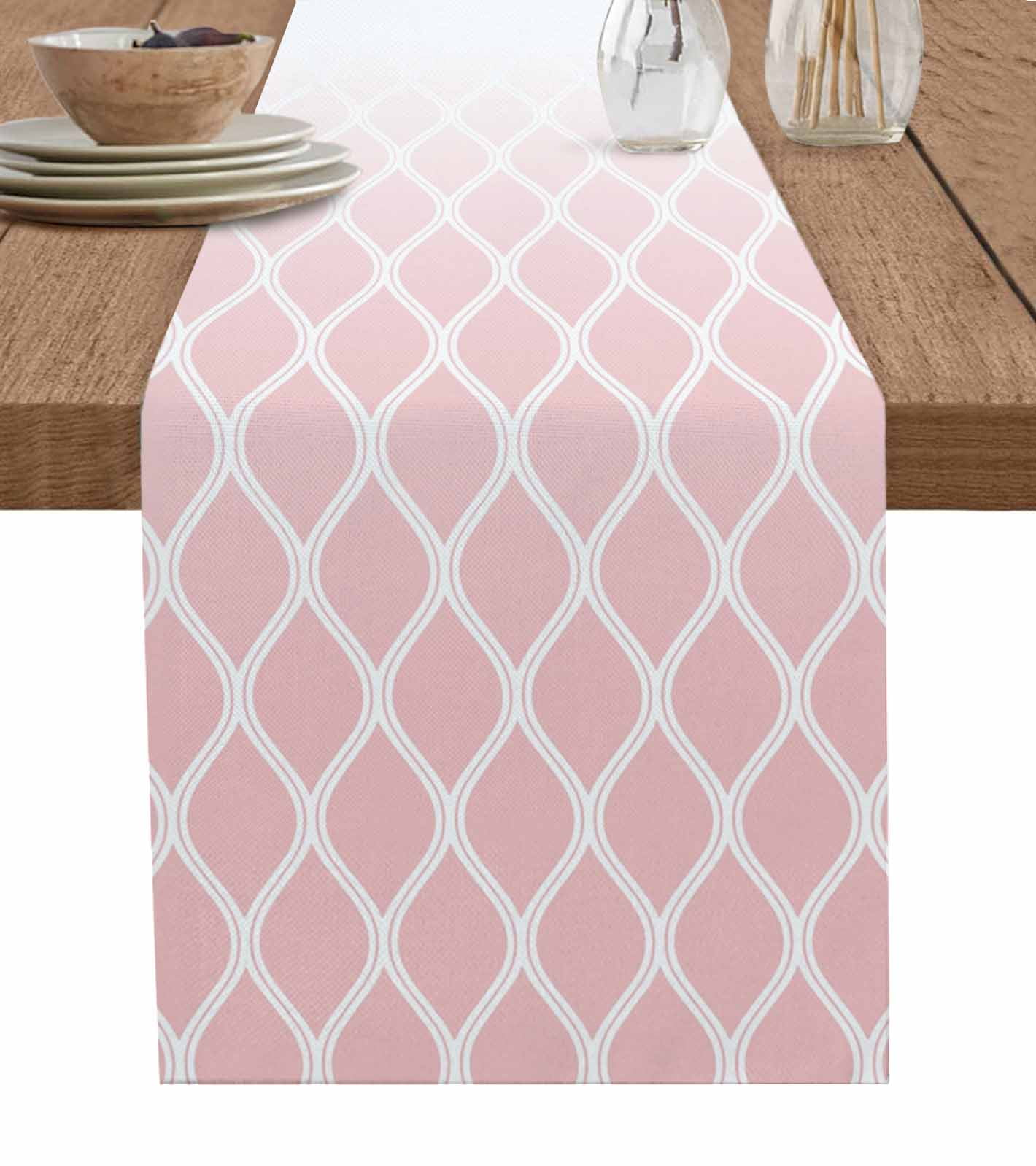 Pink Ombre Stripe Table Runner 36 Inches, Modern Abstract Art Gradient ...
